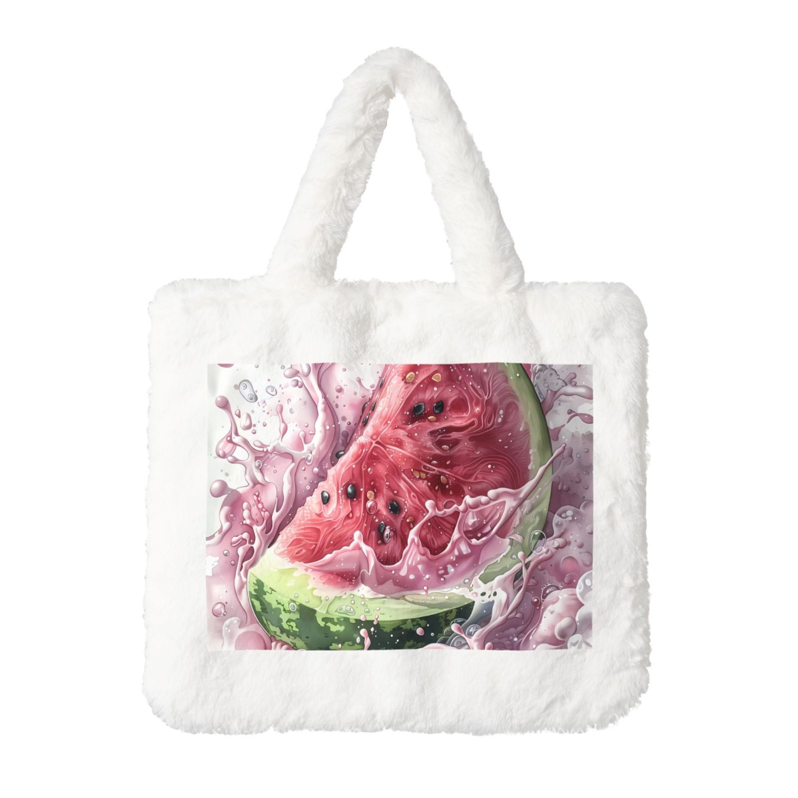 Salouo Watermelon Splash Realism Art for Plush Underarm Bag,Soft Tote ...
