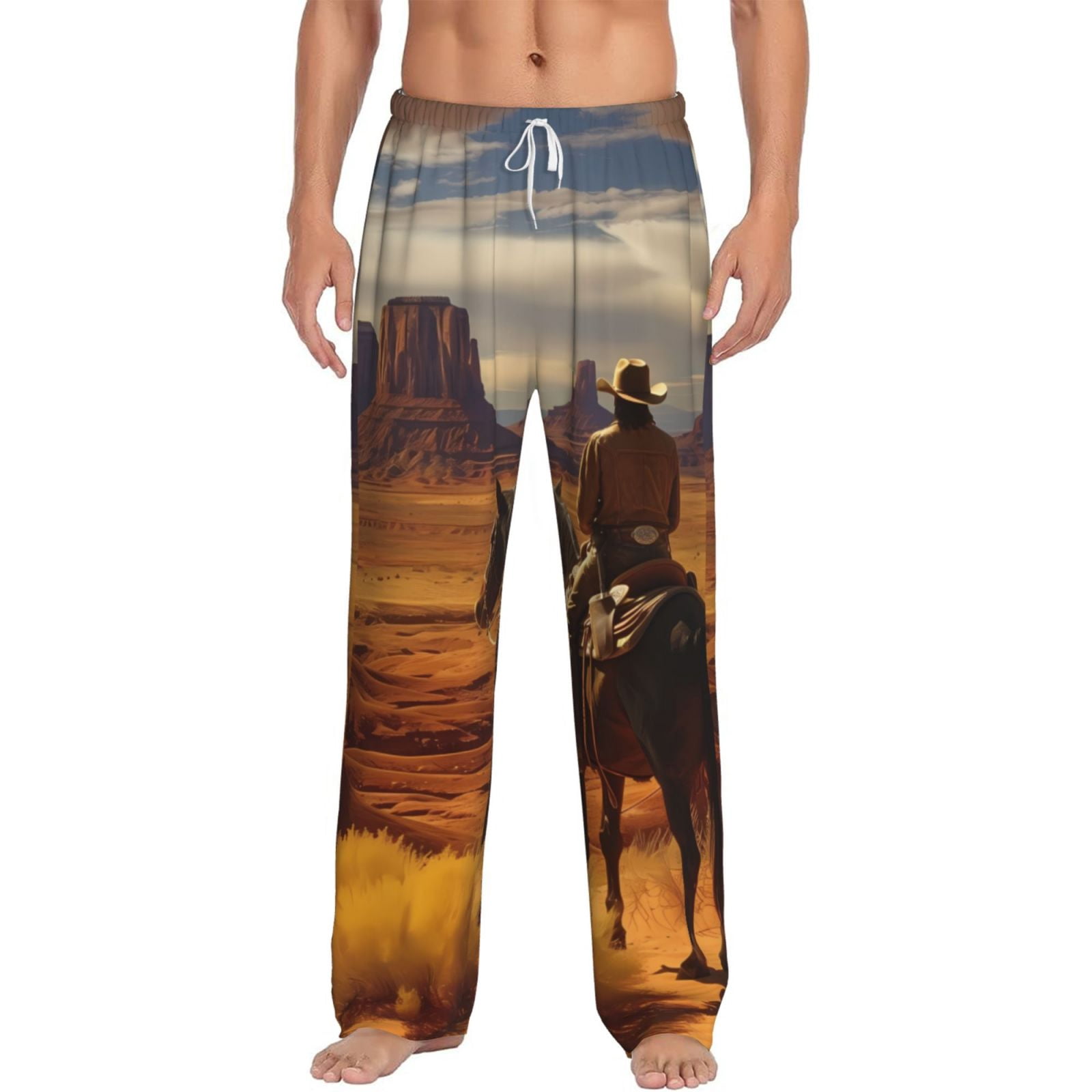 Salouo Western Desert Cowboy Cloud Print Pajama Pants for Men, Lounge ...