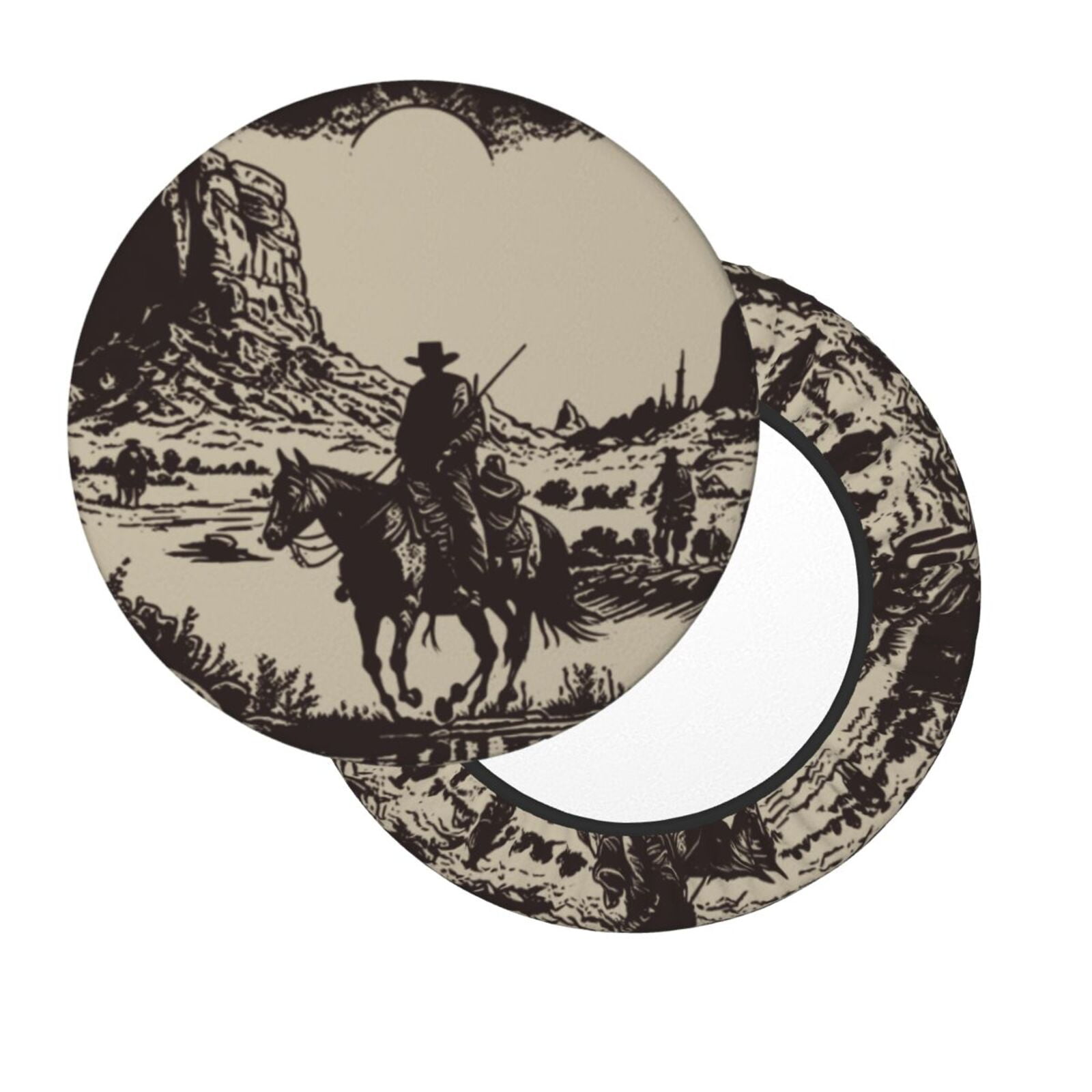 Salouo Western Desert Cowboy Pattern Bar Stool Cushion Cover, Round ...