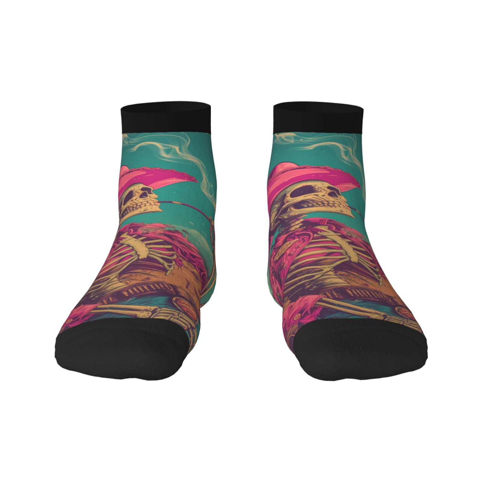 Salouo Western Desert Skull Cowboy (2) Pattern Unisex Middle Tube Socks ...