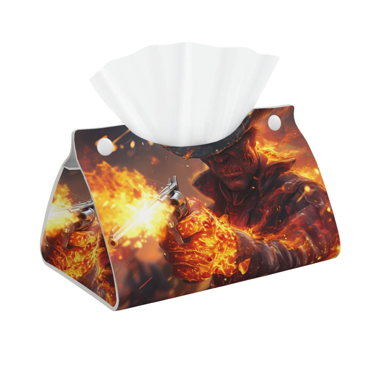 Salouo Western Fire Cowboy Pattern Long Tissue Box Cover Rectangular ...