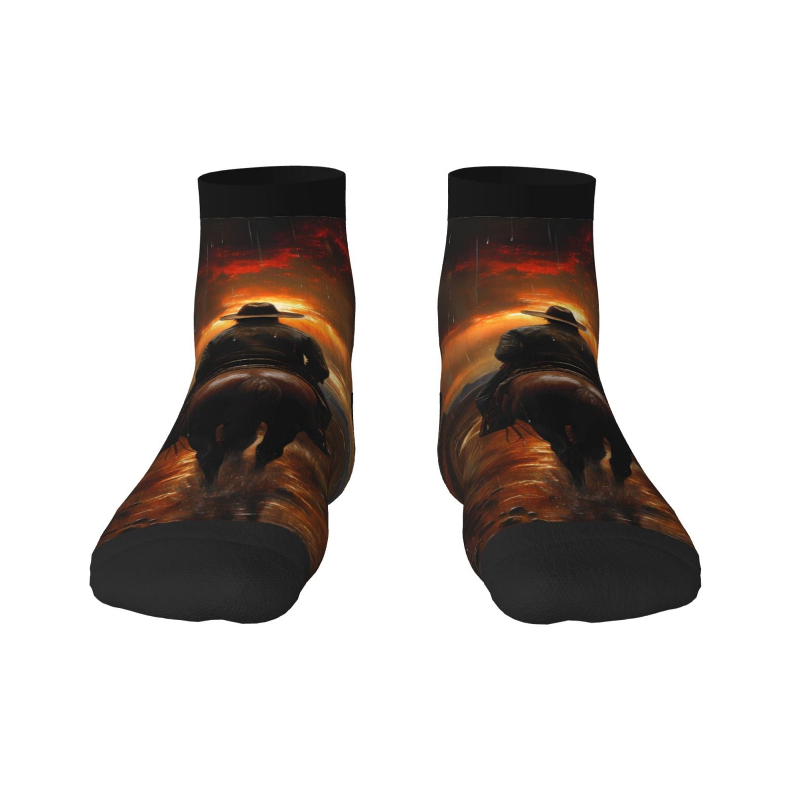 Salouo Western Rainy Desert Cowboy Pattern Unisex Middle Tube Socks ...
