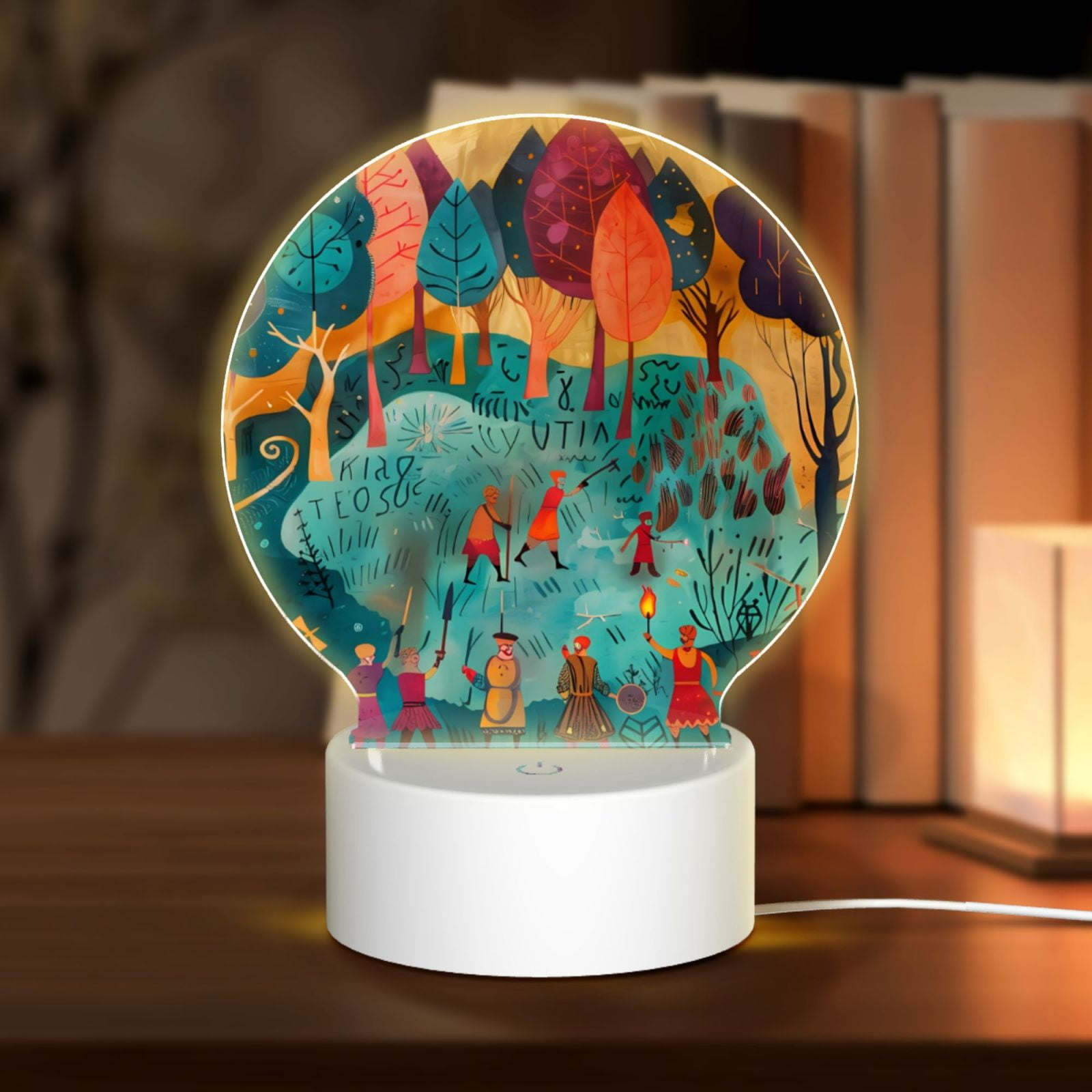 Salouo Whimsical Forest Scene for Round Acrylic Night Light - Acrylic ...