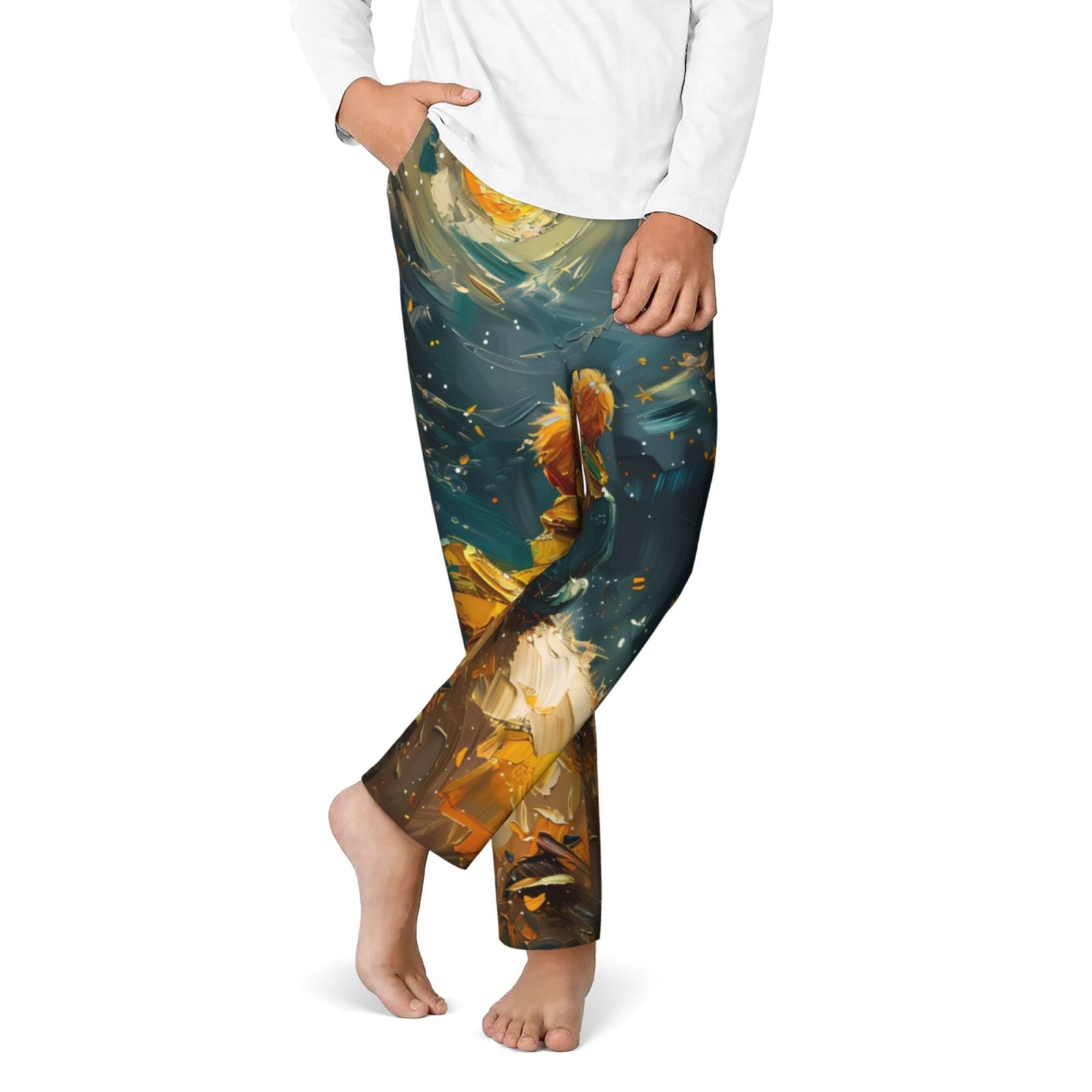Salouo Whimsical Starry Night Scene Pattern Boys Pajama Pants,Long ...