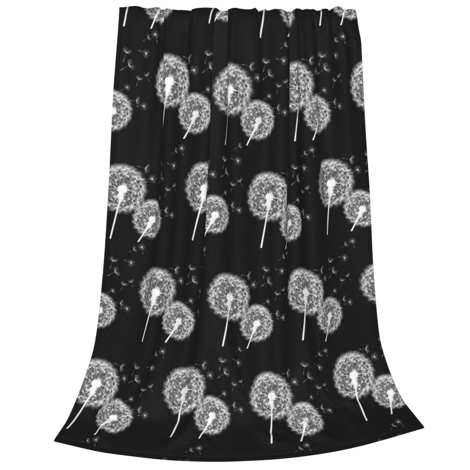 Salouo White Flower Dandelion Print Bed Blankets,Flannel Blanket ...