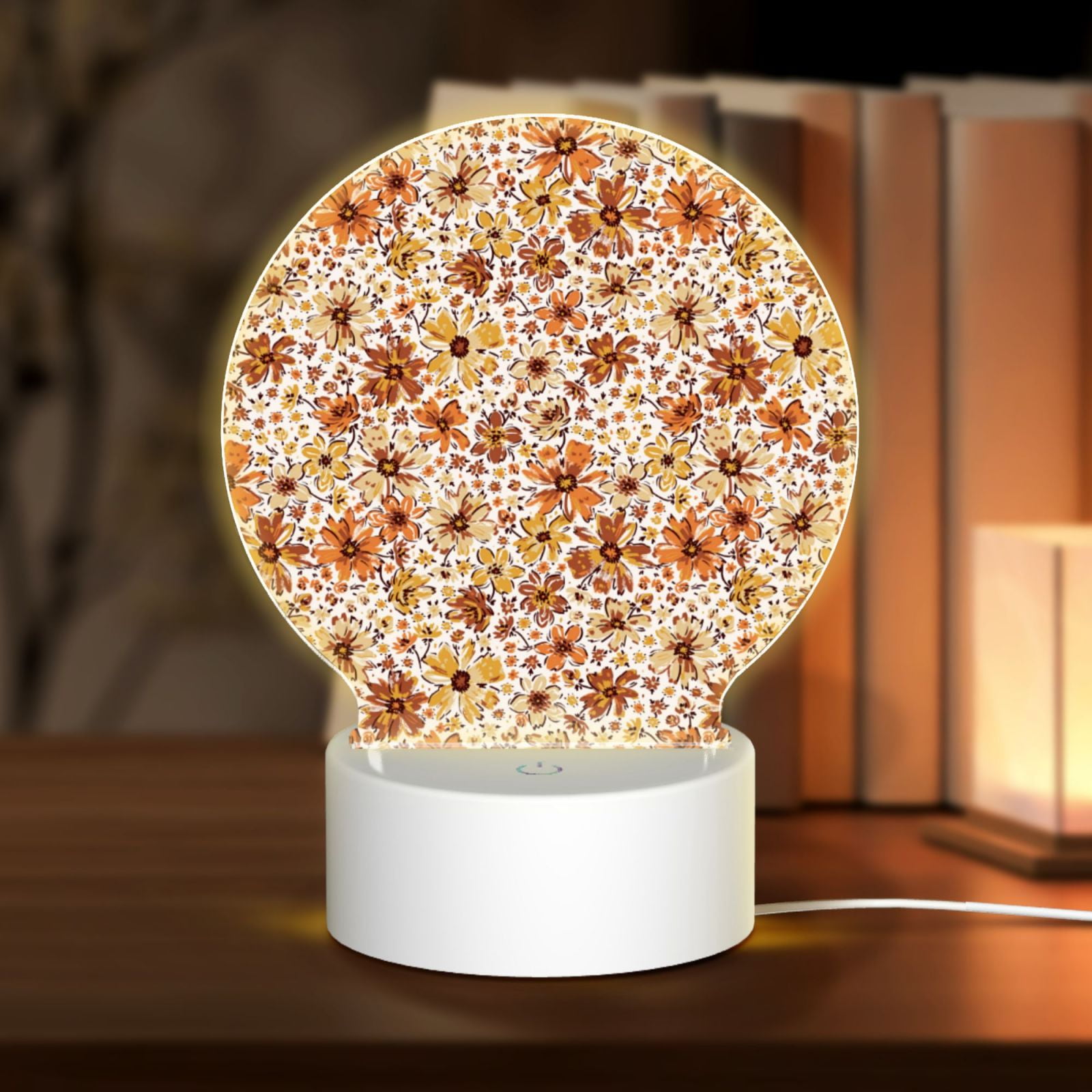Salouo Wildflowers Vintage for Round Acrylic Night Light - Acrylic ...