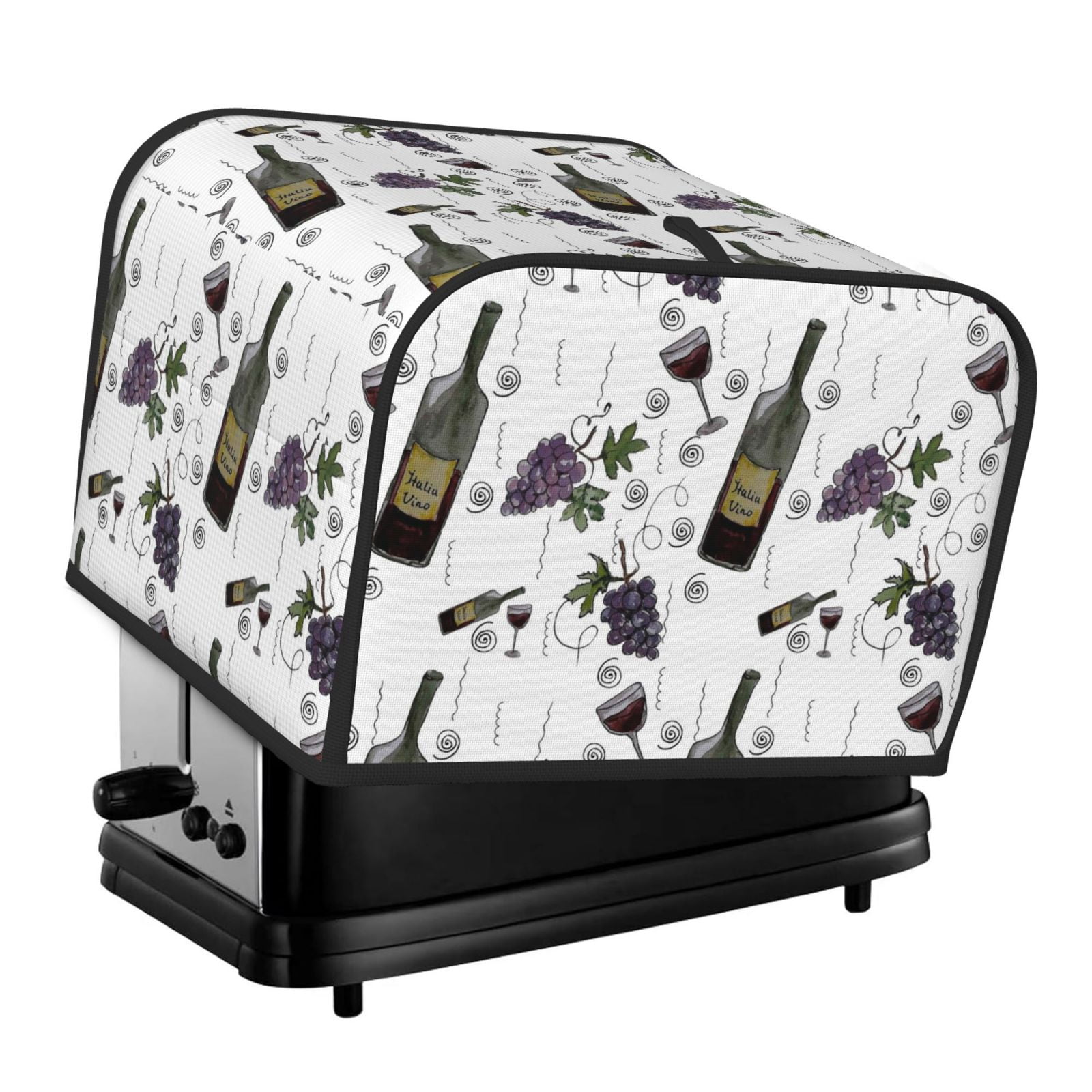 Salouo Wine Bottles And Grapes Pattern Four Slice Bread Machine Cover ...