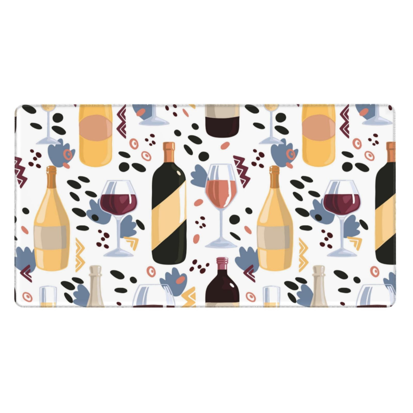 Salouo Wine Bottles Glasses Print Large Mouse Pad,Extended Mat Desk Pad ...