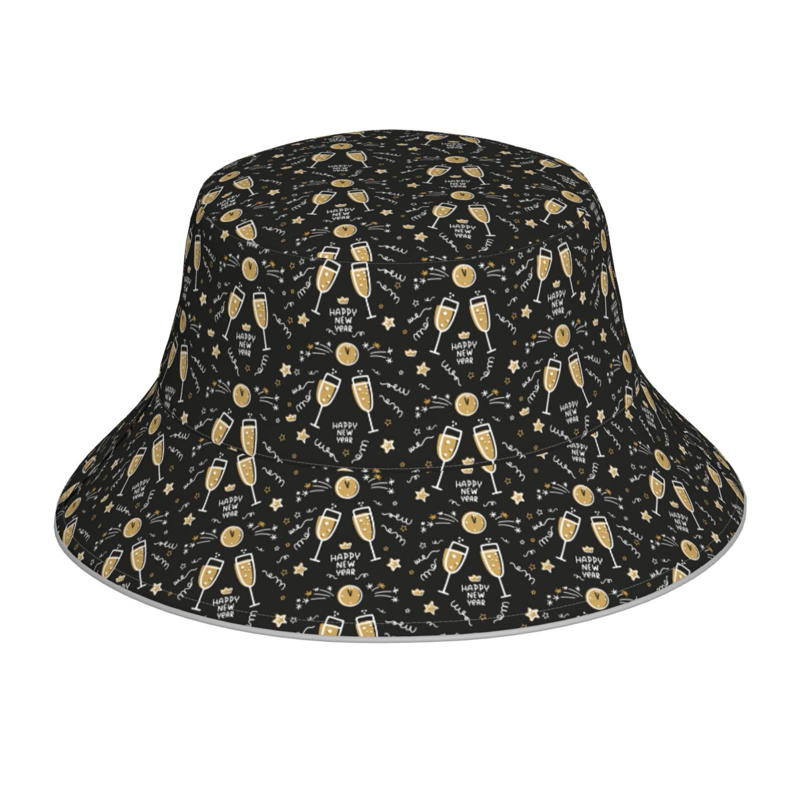 Salouo Wine Glass Print Unisex Bucket Hat, Outdoor Summer Beach Fishing ...