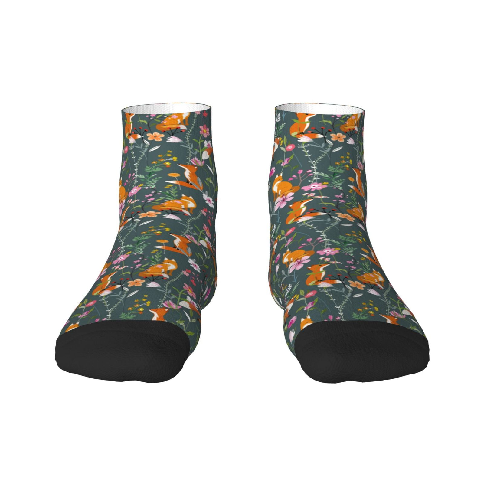 Salouo Wolf Fox In Flower Forest Pattern Unisex Middle Tube Socks ...