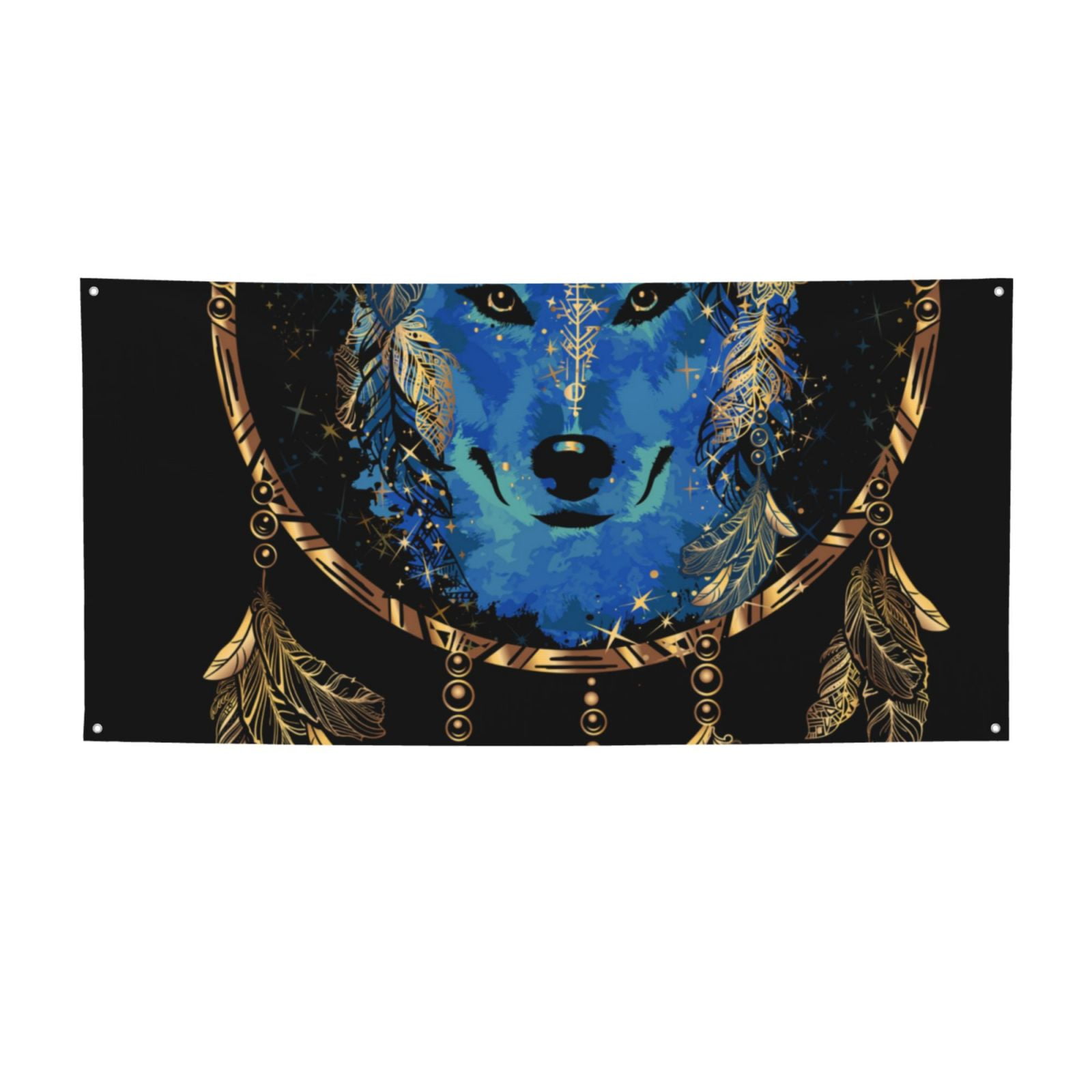 Salouo Wolf Head And Dreamcatcher Pattern Holiday Banner Outside Party ...