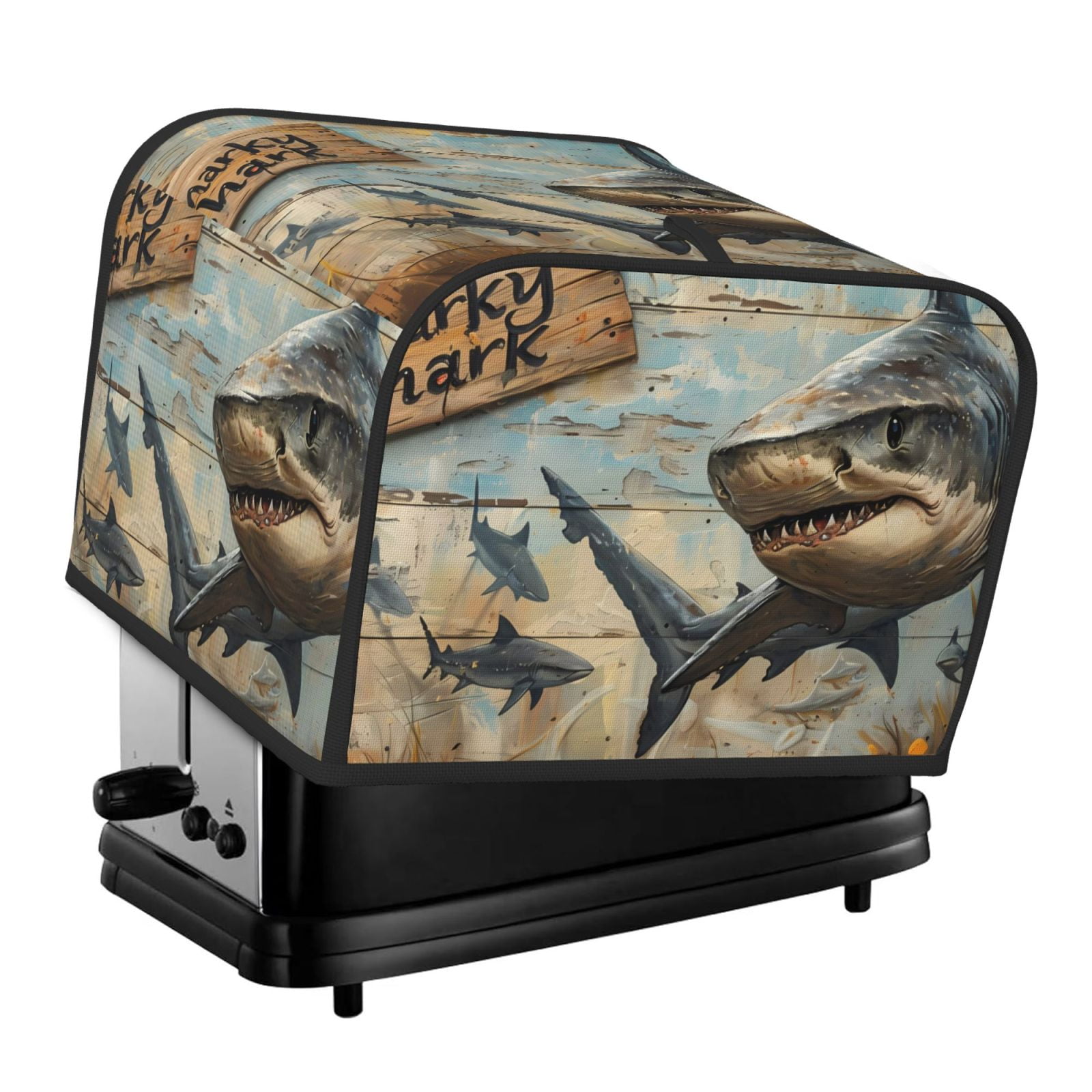 Salouo Wood Grain Shark Pattern Four Slice Bread Machine Cover ...