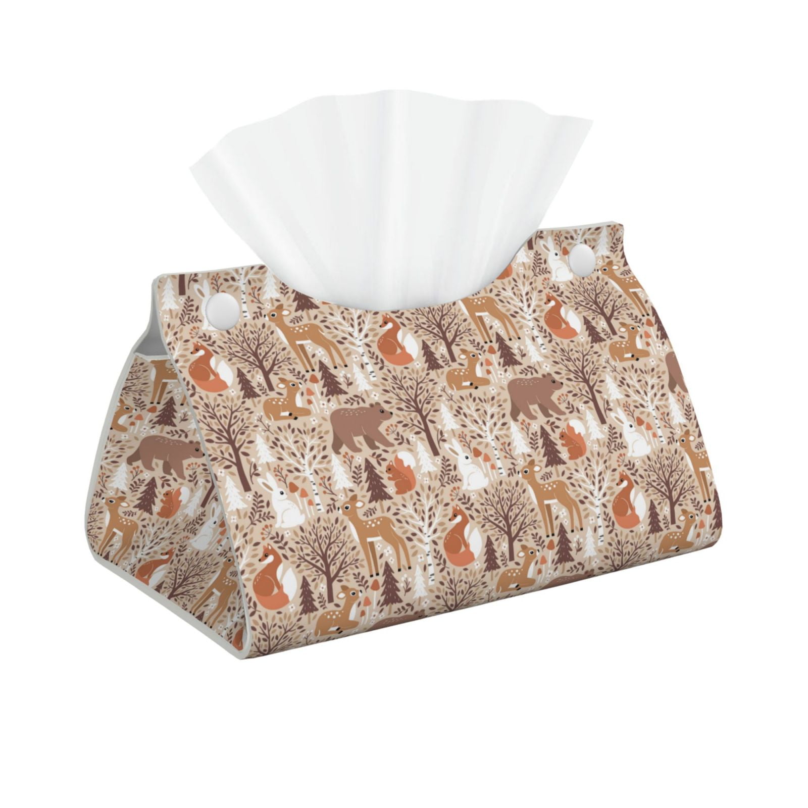 Salouo Woodland Animals in Neutral Tones Pattern Long Tissue Box Cover ...