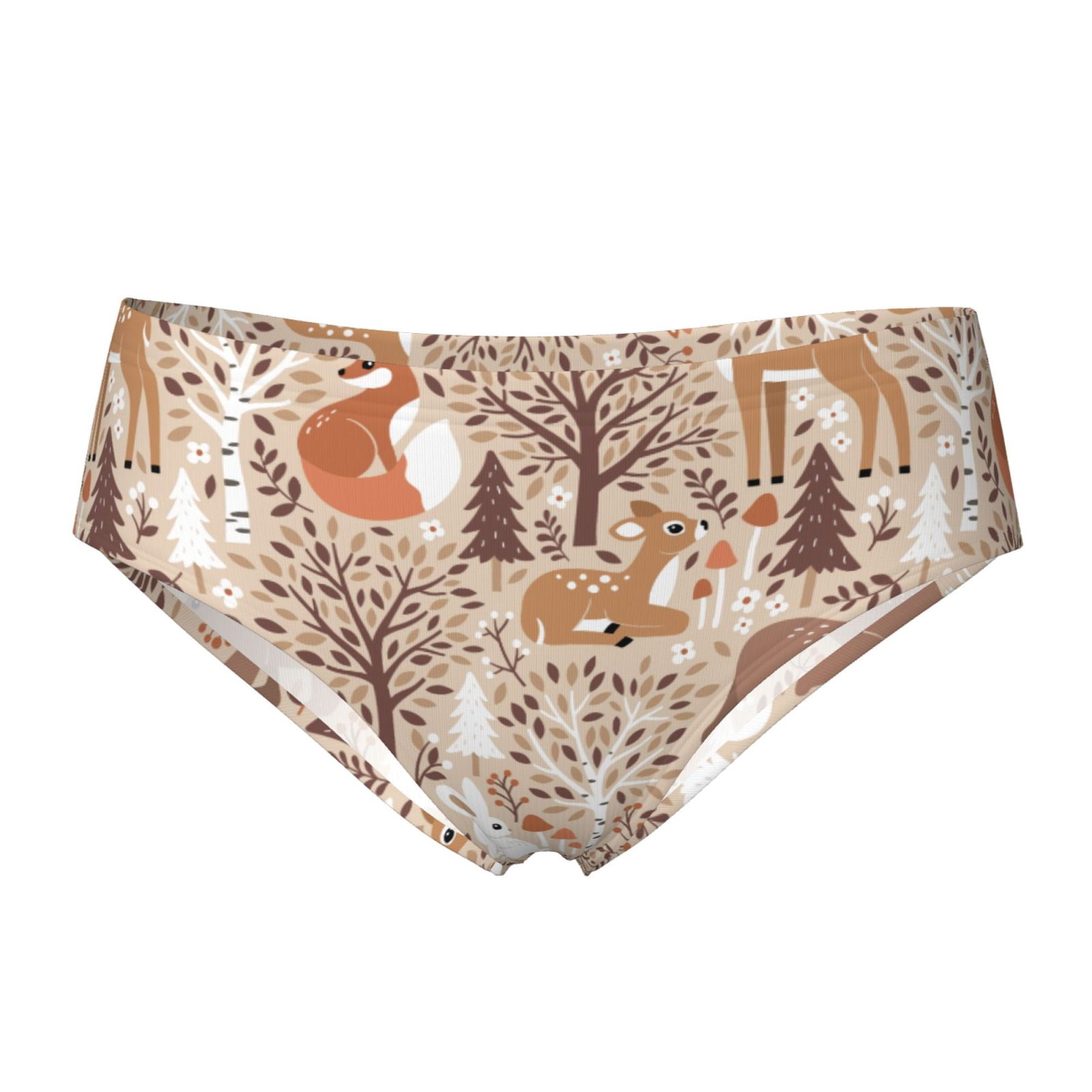 Salouo Woodland Animals in Neutral Tones for Women's Low-Waisted ...
