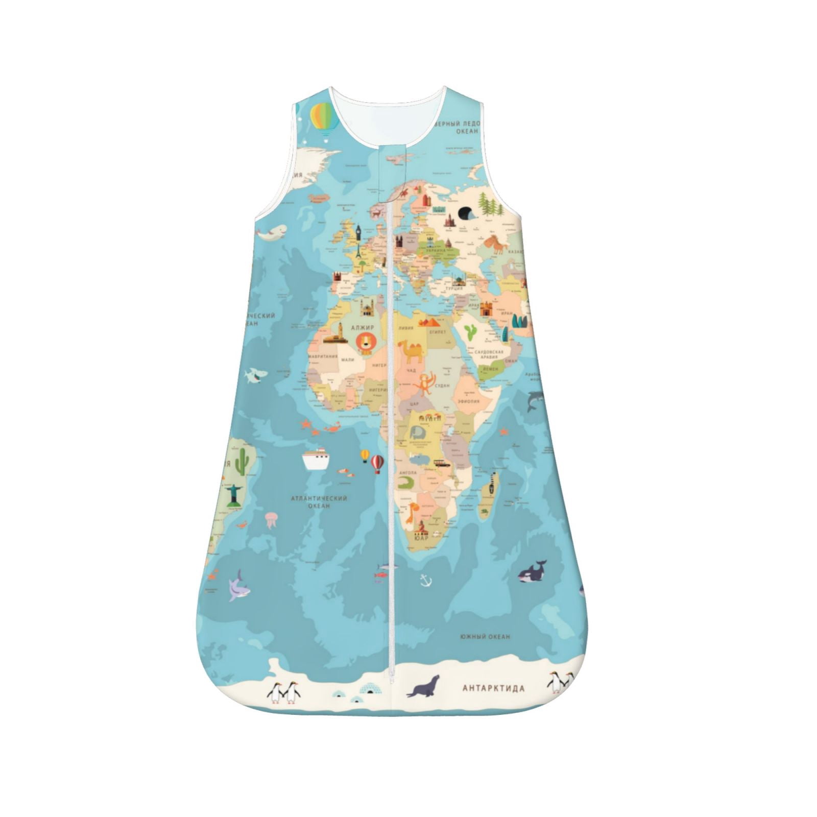 Salouo World Map With Animals 1 Print Baby Sleep Sack Wearable Blanket ...