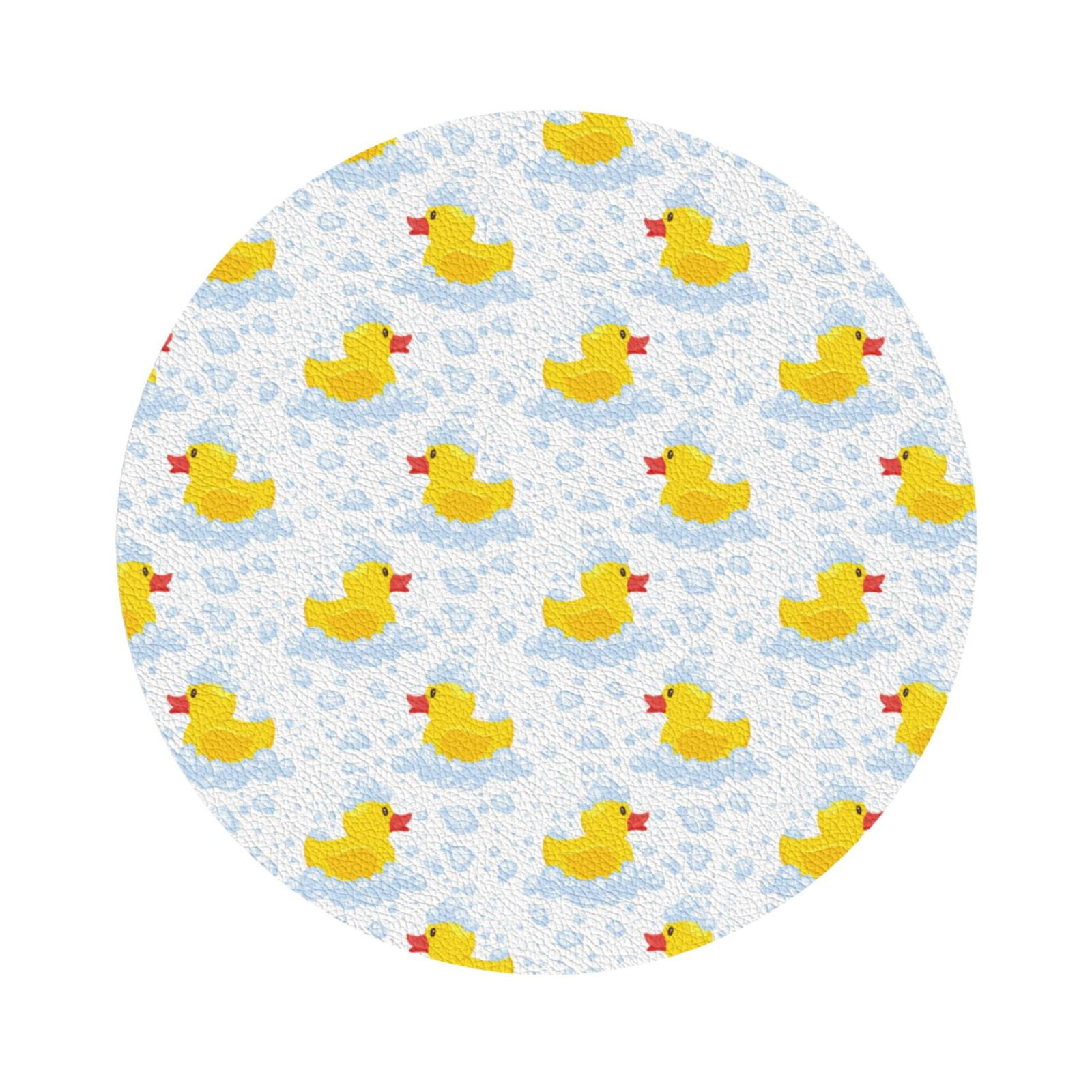 Salouo Yellow Rubber Duck Print Round Coaster,Drink Coasters Leather ...