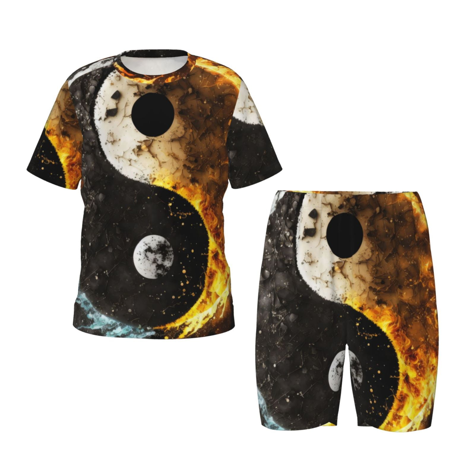 Salouo Yin Yang Pattern Short-Sleeved Pajamas Set for Children, Kid's ...