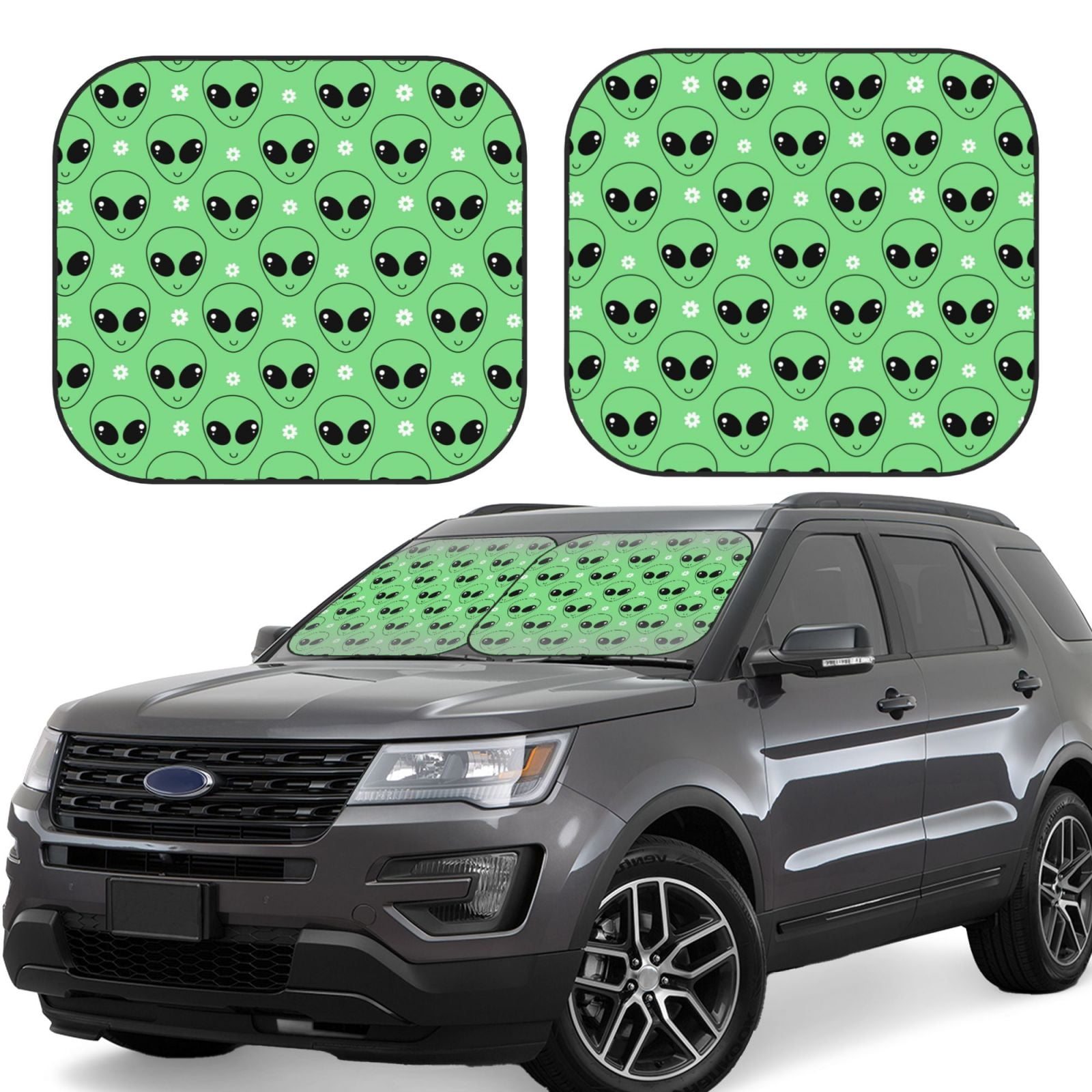 Salouo alien cartoons Pattern Car Windshield Sun Shade Foldable | Front ...