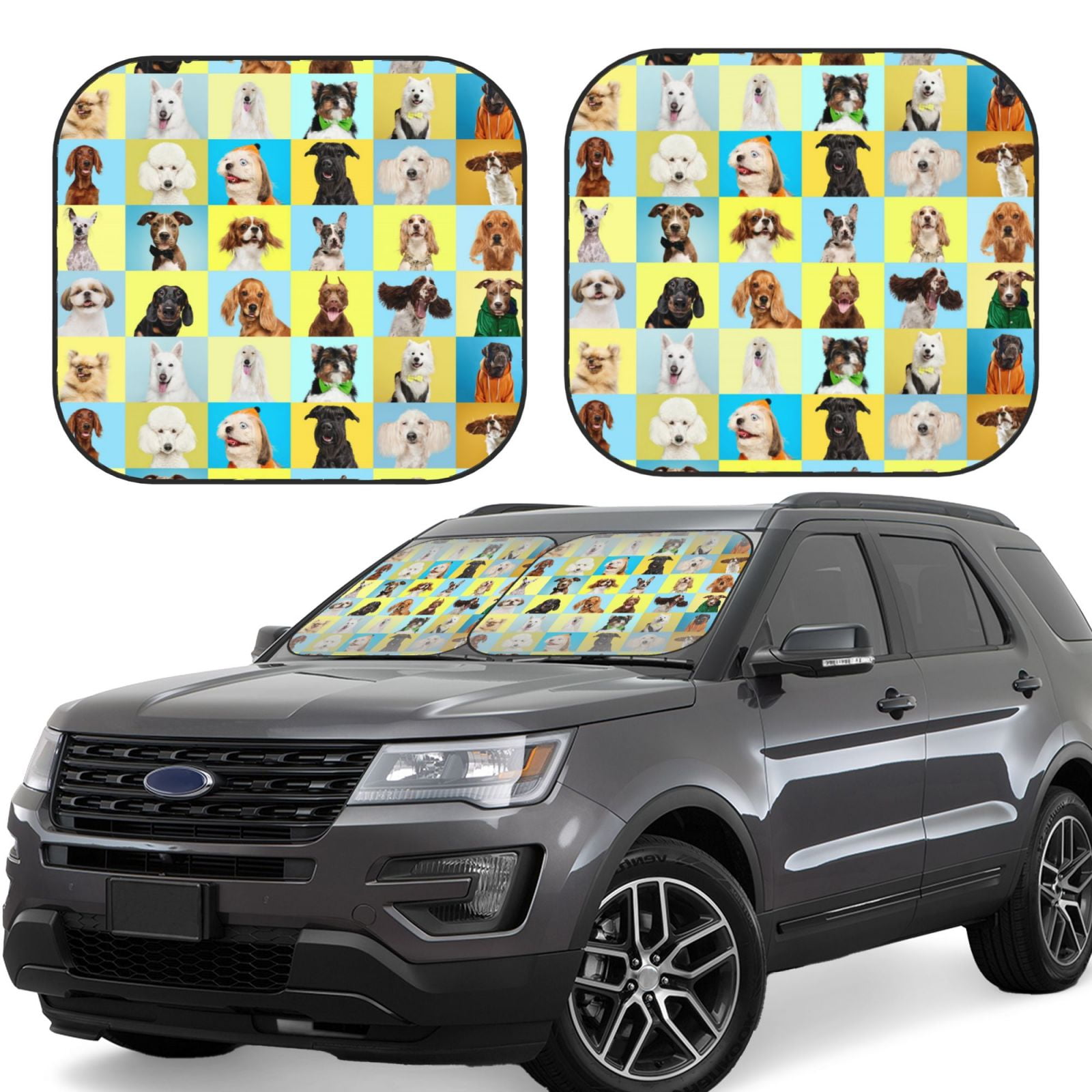 Salouo arious dog breeds Pattern Car Windshield Sun Shade Foldable | Front Windshield Shade for ...