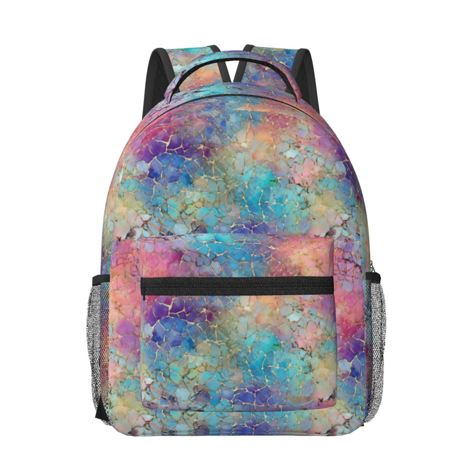 Salouo blue pink colorful cracked texture Print Laptop Backpack 16.5 ...