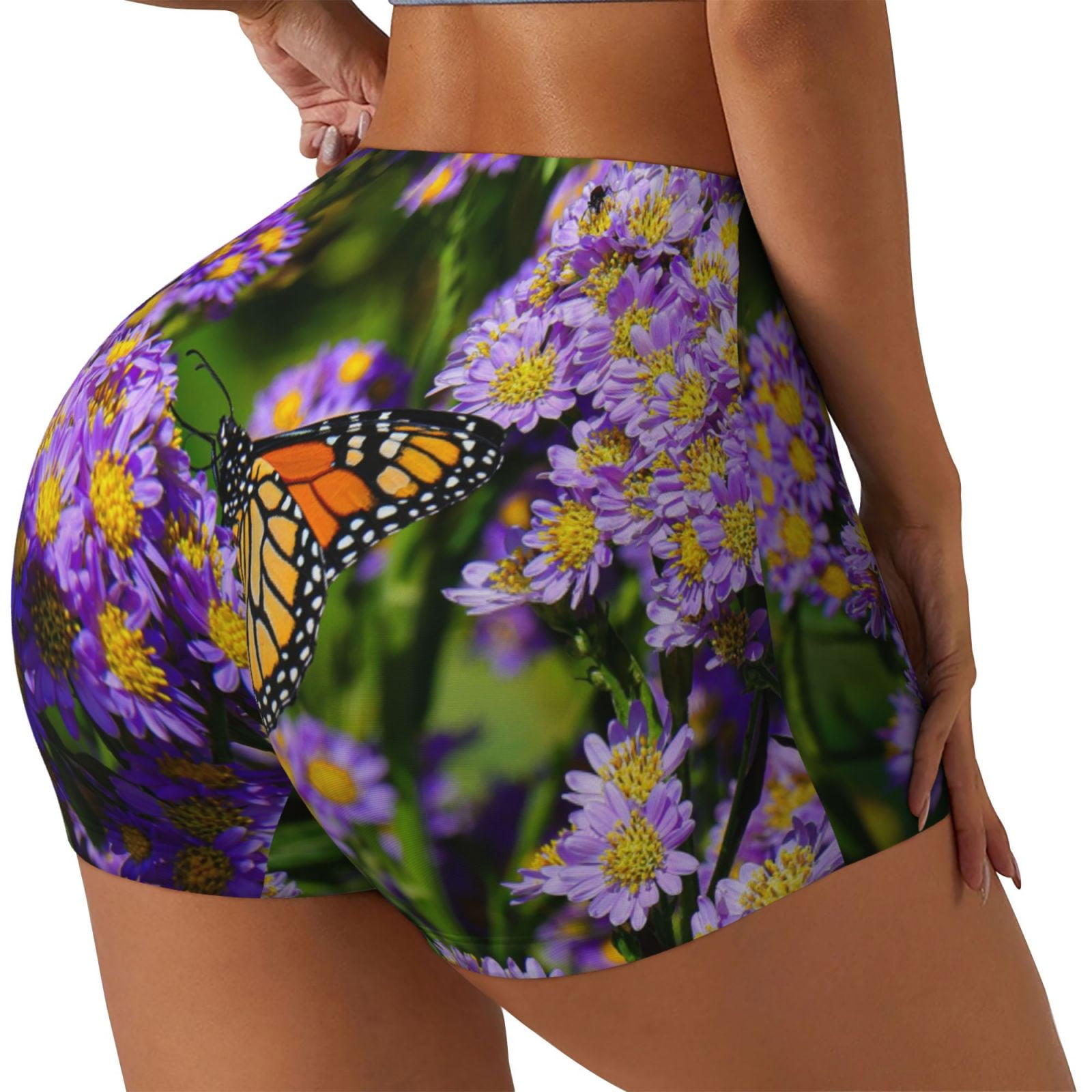Salouo butterflies and Gardens Print Women's Athletic Shorts,Booty ...