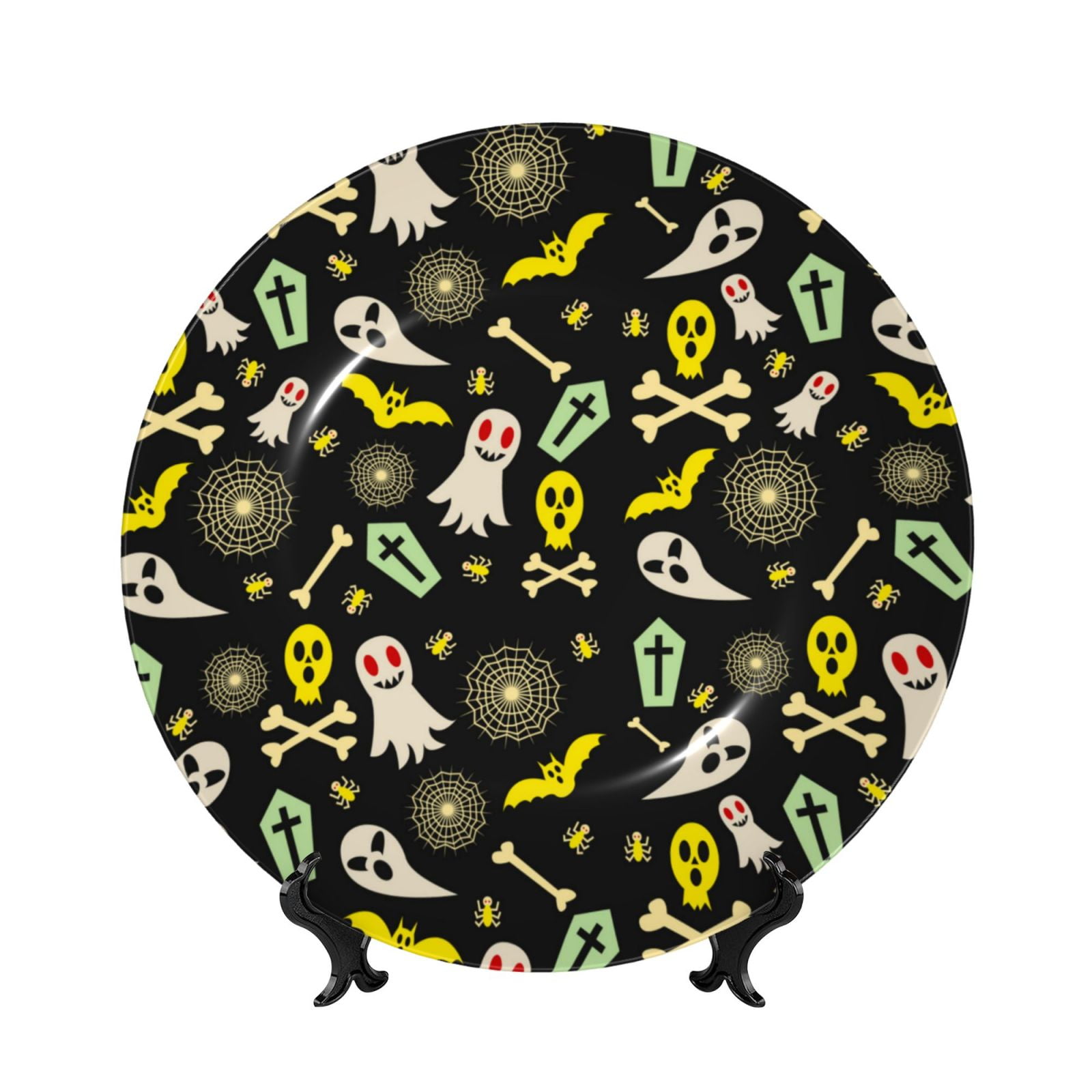 Salouo cartoon Skull spider web Pattern Bone China Decorative Plate ...