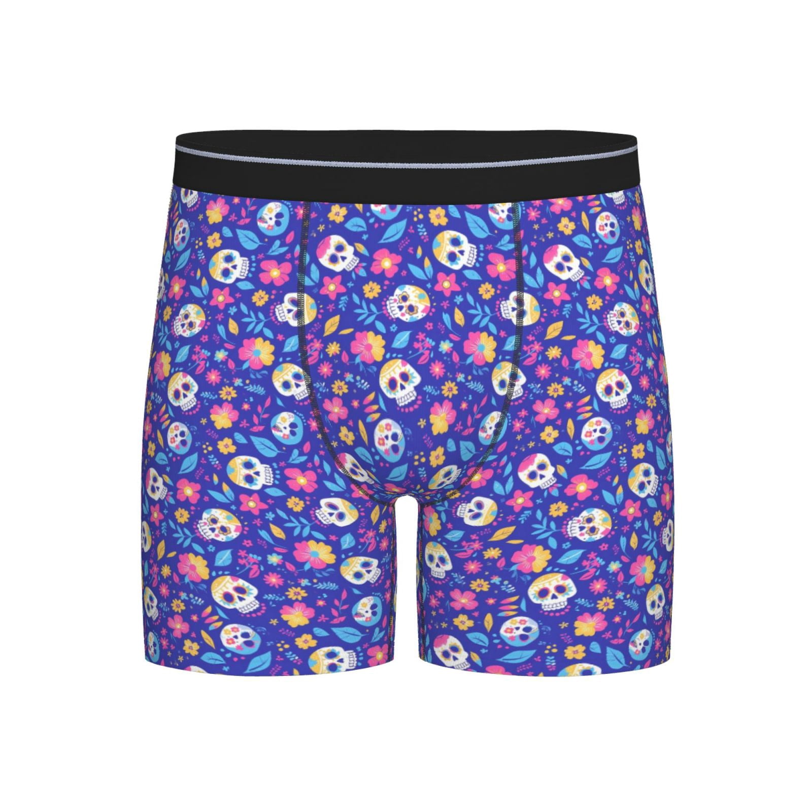 Salouo colorful Skull flower leaf Pattern Men's Boxer Briefs, Soft ...