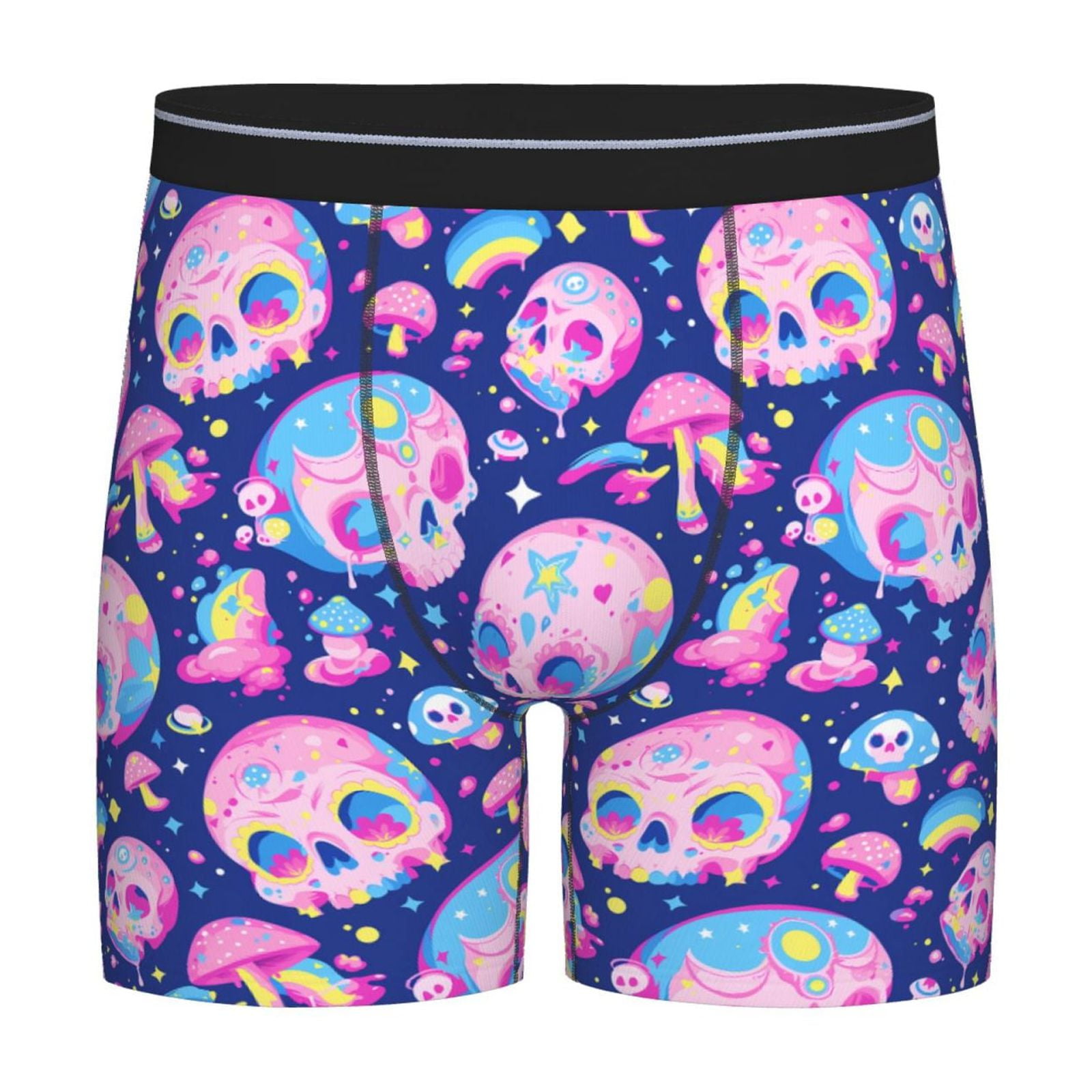 Salouo colorful Skull mushroom rainbow Pattern Men's Boxer Briefs, Soft ...
