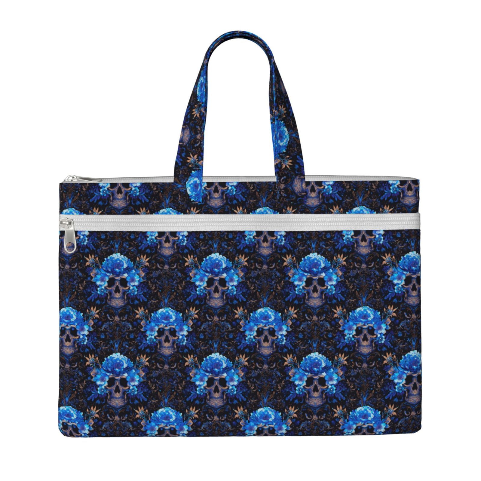Salouo cool blue flower Skull for Canvas Tote File Bag, Tote Bag With ...