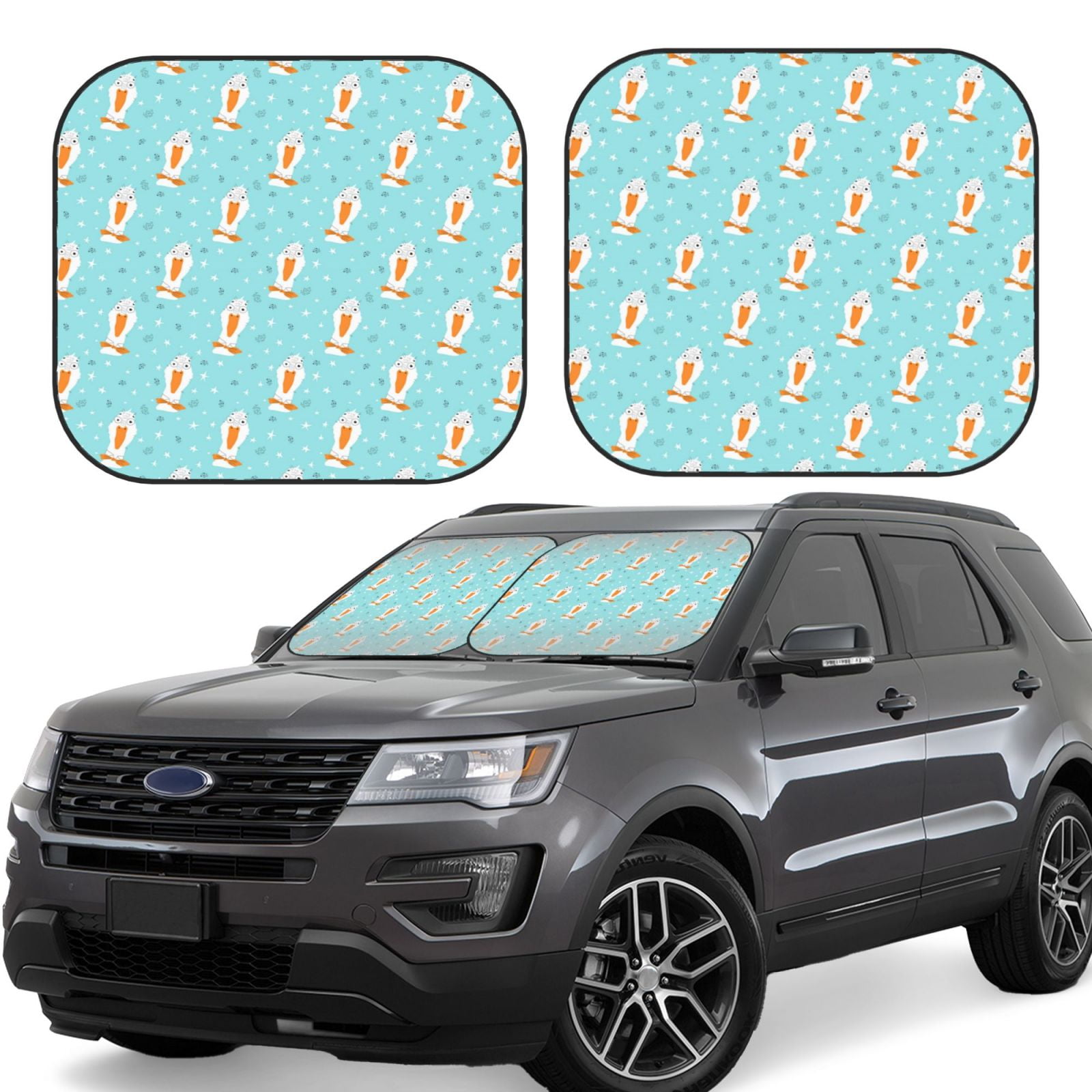Salouo crazy white goose Pattern Car Windshield Sun Shade Foldable | Front Windshield Shade for ...