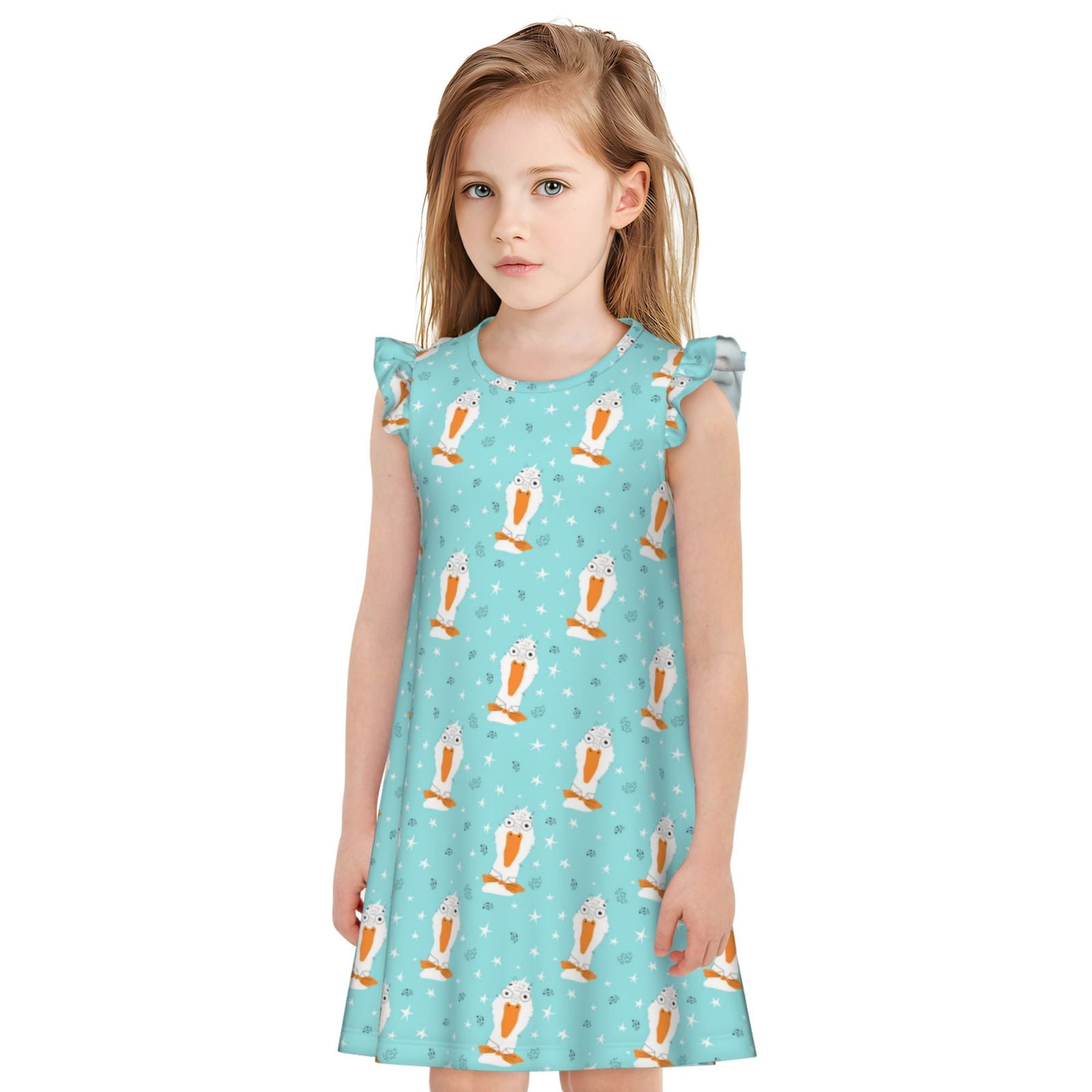 Salouo crazy white goose Print Nightgowns for Girls,Cute kid’s Pajamas ...