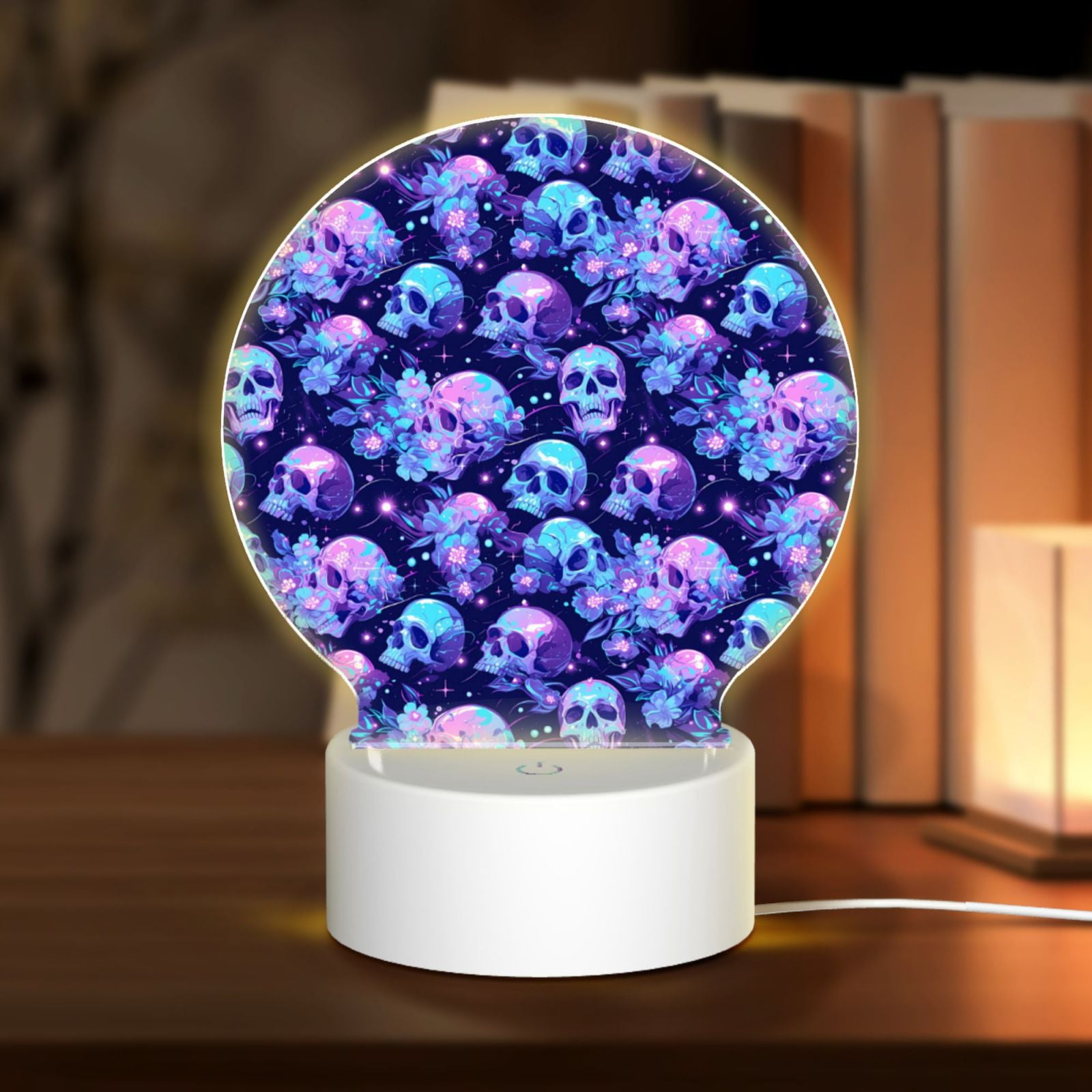 Salouo crystal Skull flower star for Round Acrylic Night Light ...