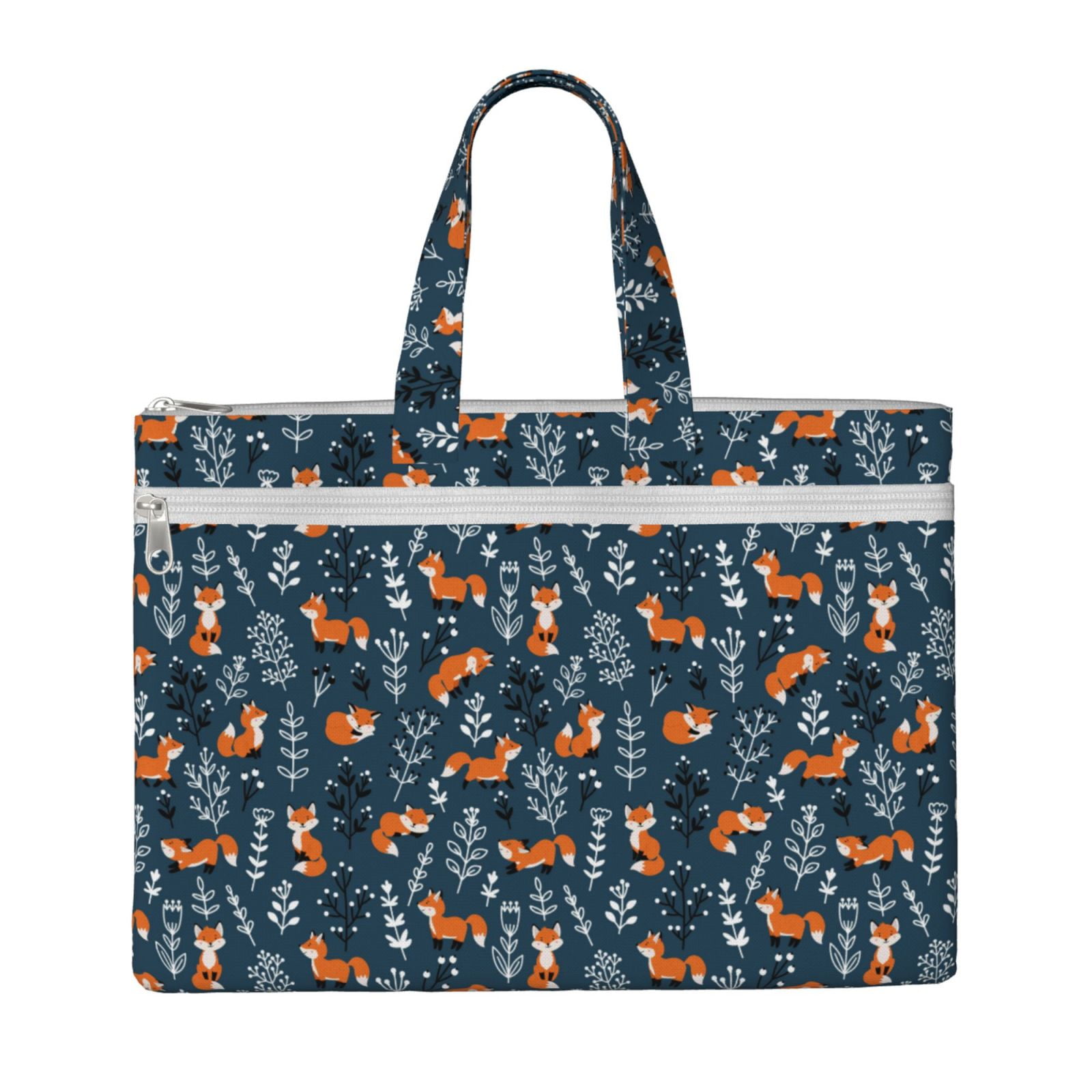 Salouo cute fall fox for Canvas Tote File Bag, Tote Bag With Zipper ...
