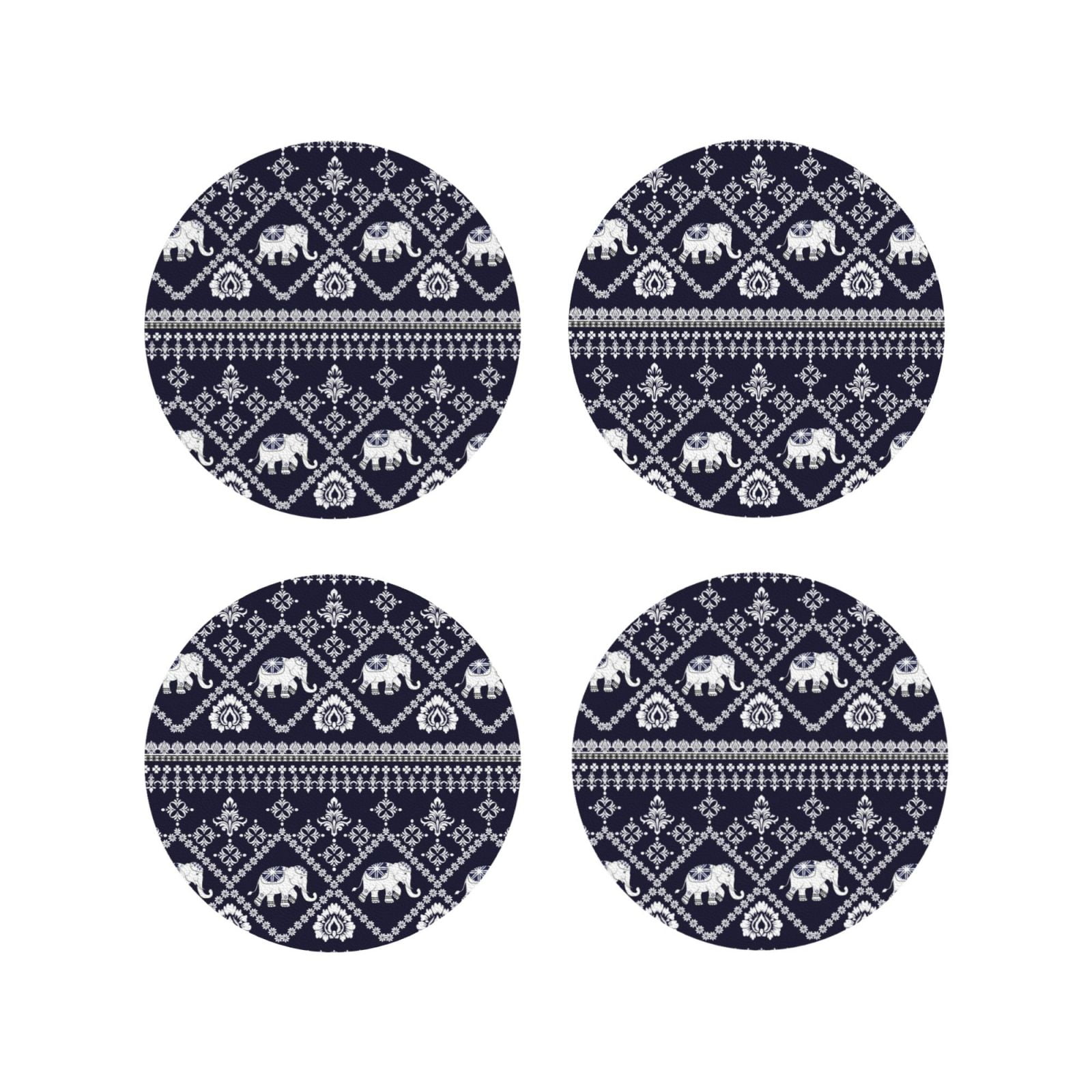 Salouo elephants Print Round Coaster,Drink Coasters Leather Bar Beer ...