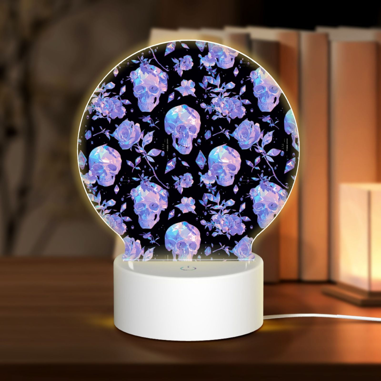 Salouo flower Skull crystal for Round Acrylic Night Light - Acrylic ...