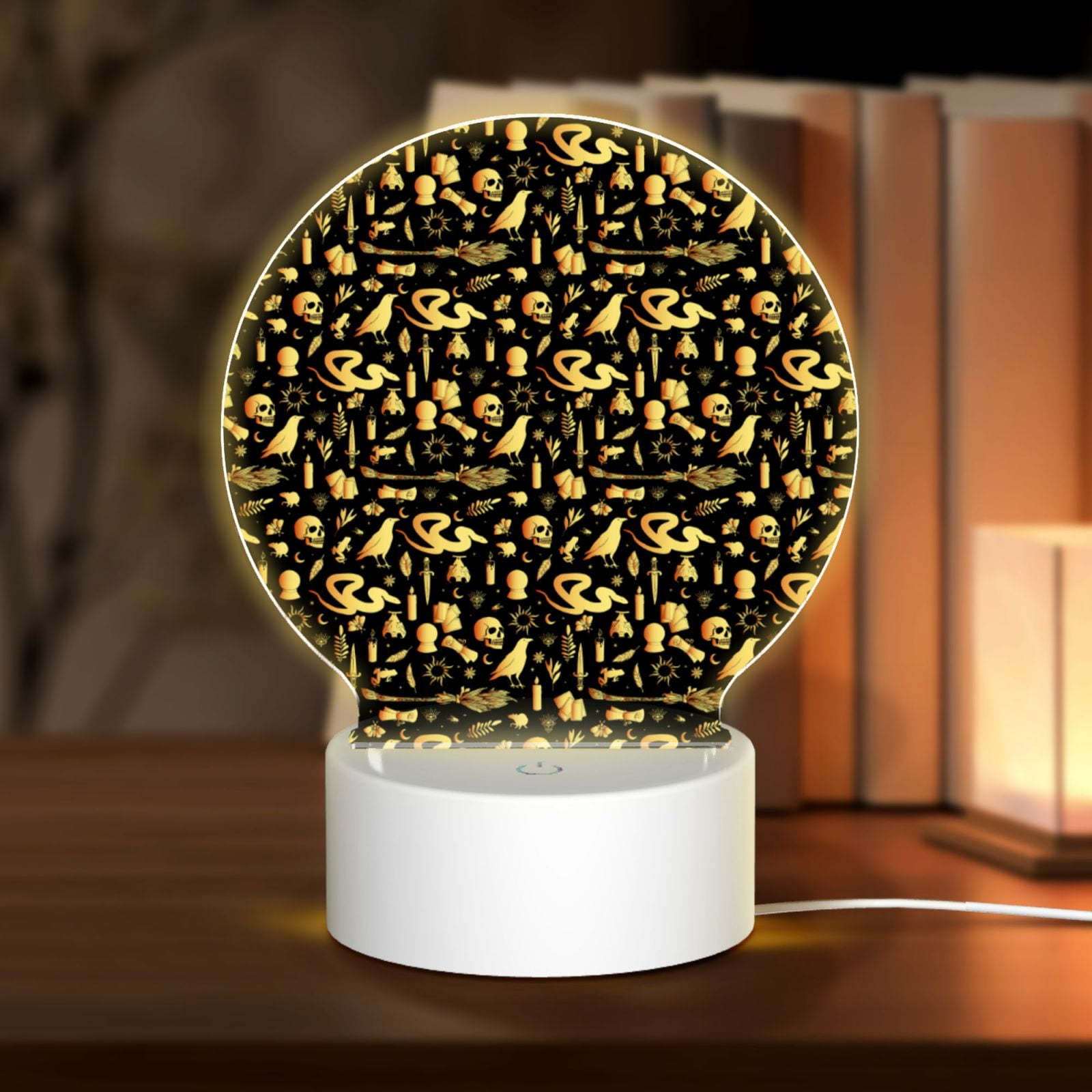 Salouo glod Skull snake bird for Round Acrylic Night Light - Acrylic ...