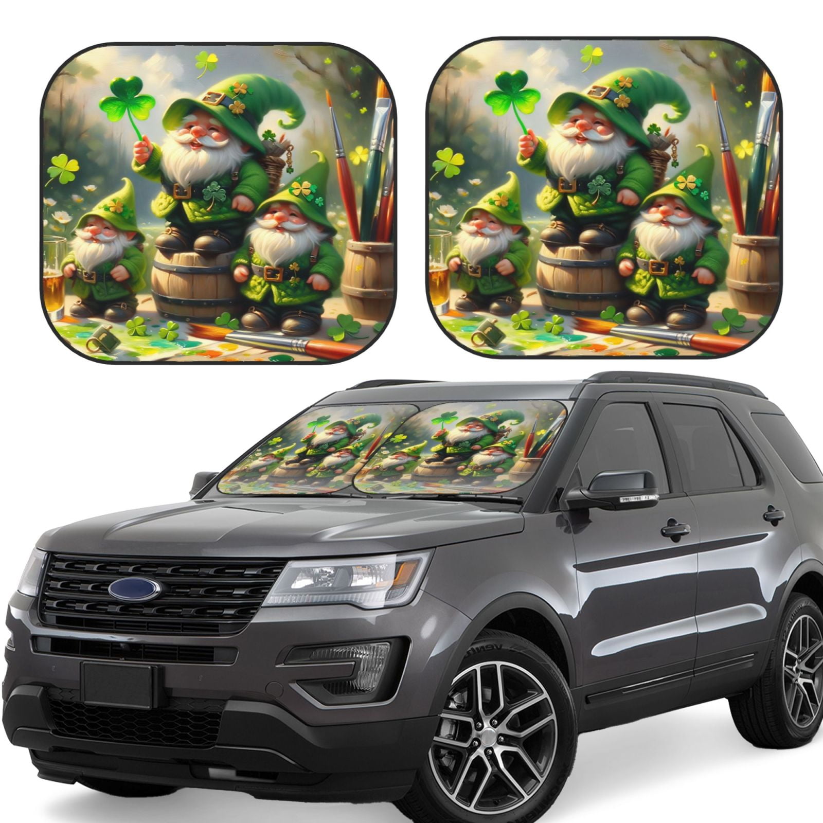 Salouo patrick’s day gnomes Pattern Car Windshield Sun Shade Foldable ...