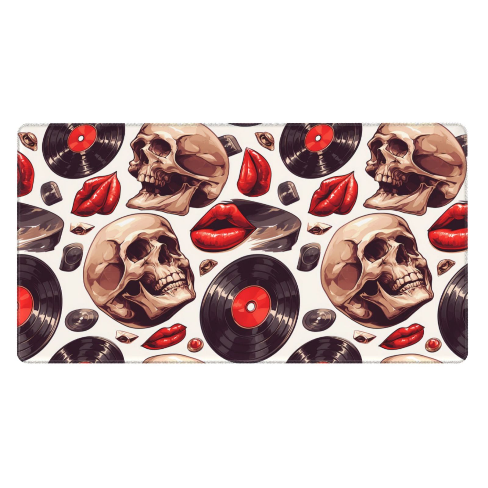 Salouo record lips Skull Print Large Mouse Pad,Extended Mat Desk Pad ...