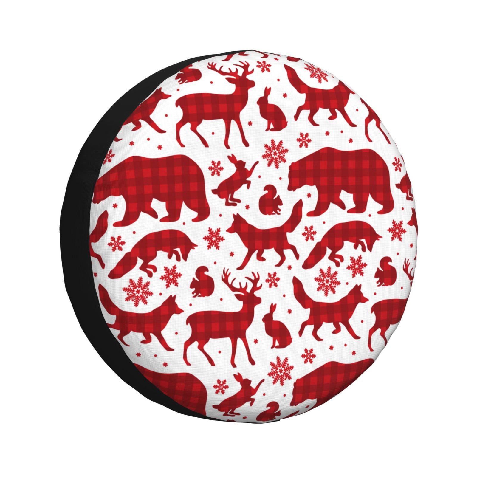 Salouo red plaid Moose Bunny bear Print Spare Tire Cover 14-17 inch ...