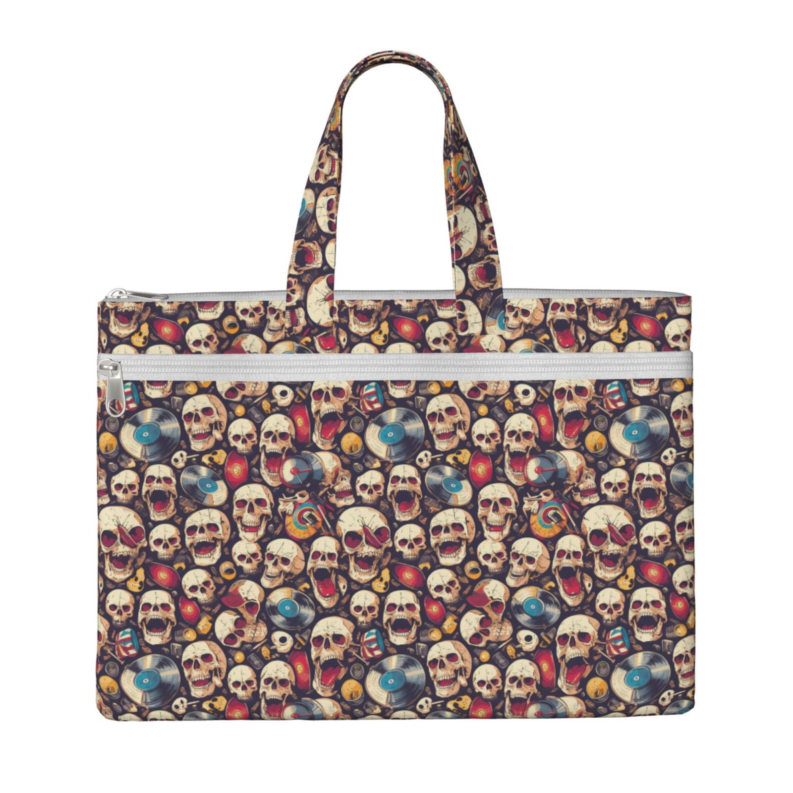 Salouo rock record music Skull for Canvas Tote File Bag, Tote Bag With ...