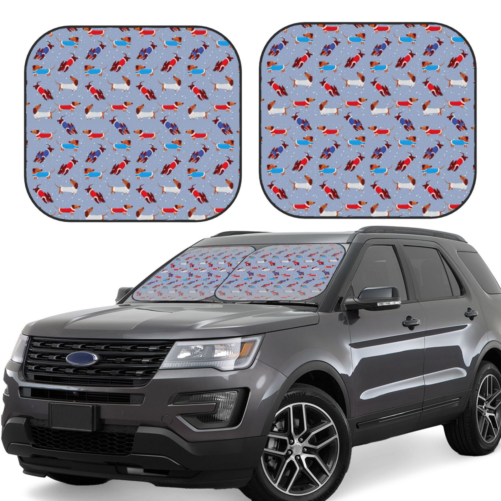 Salouo winter Dachshund Pattern Car Windshield Sun Shade Foldable ...