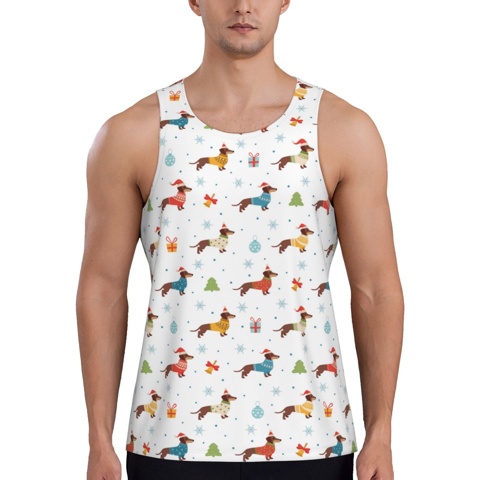 Salouo winter Snowflake Dachshund for Men's Tank Tops,Sleeveless Muscle ...
