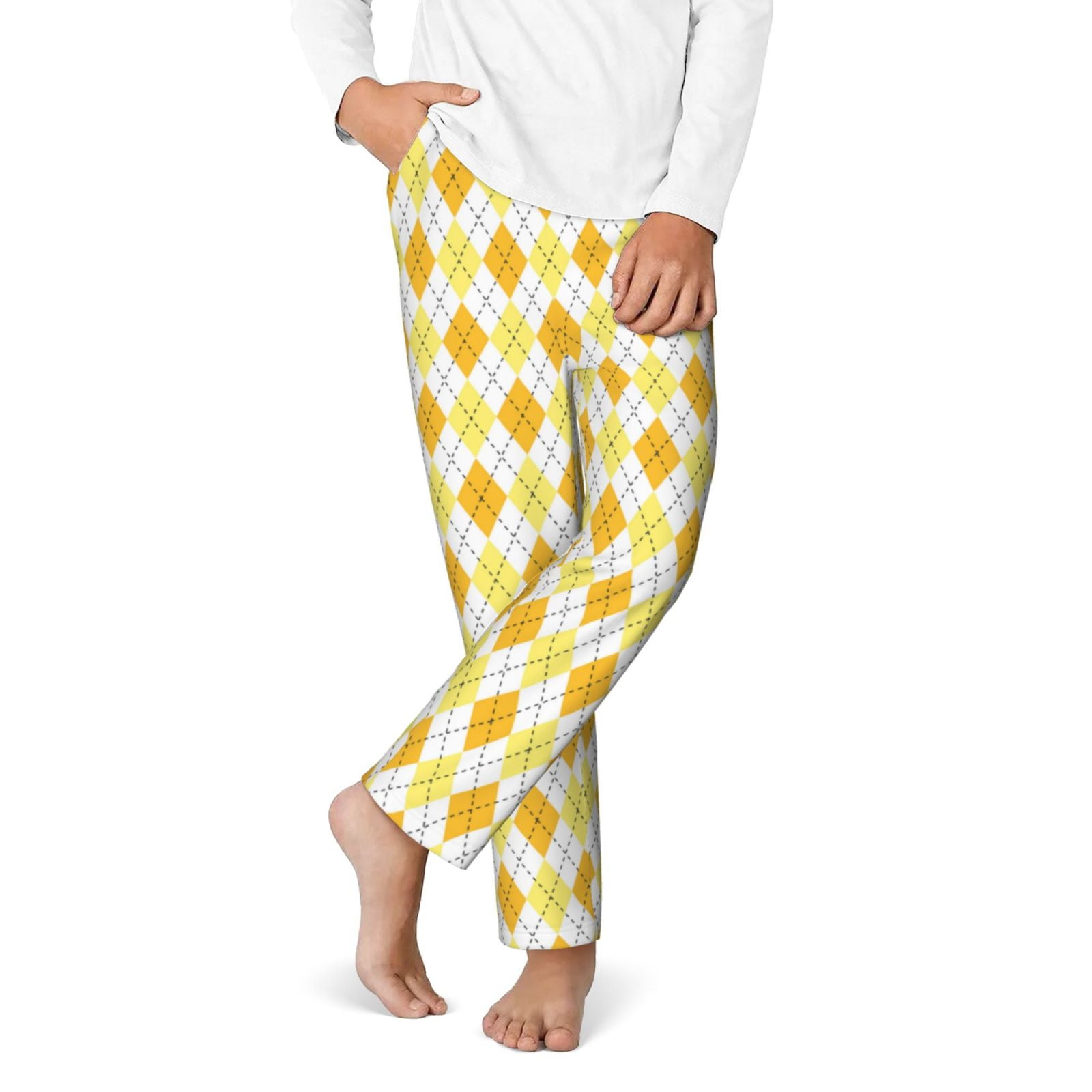 Salouo yellow argyle Pattern Boys Pajama Pants,Long Sleep Pants for ...