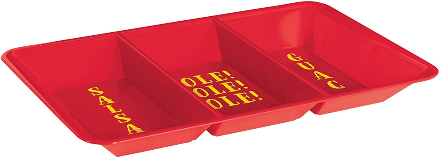 Salsa / Ole! / Guac Fiesta Theme Plastic Party Compartment Tray ...