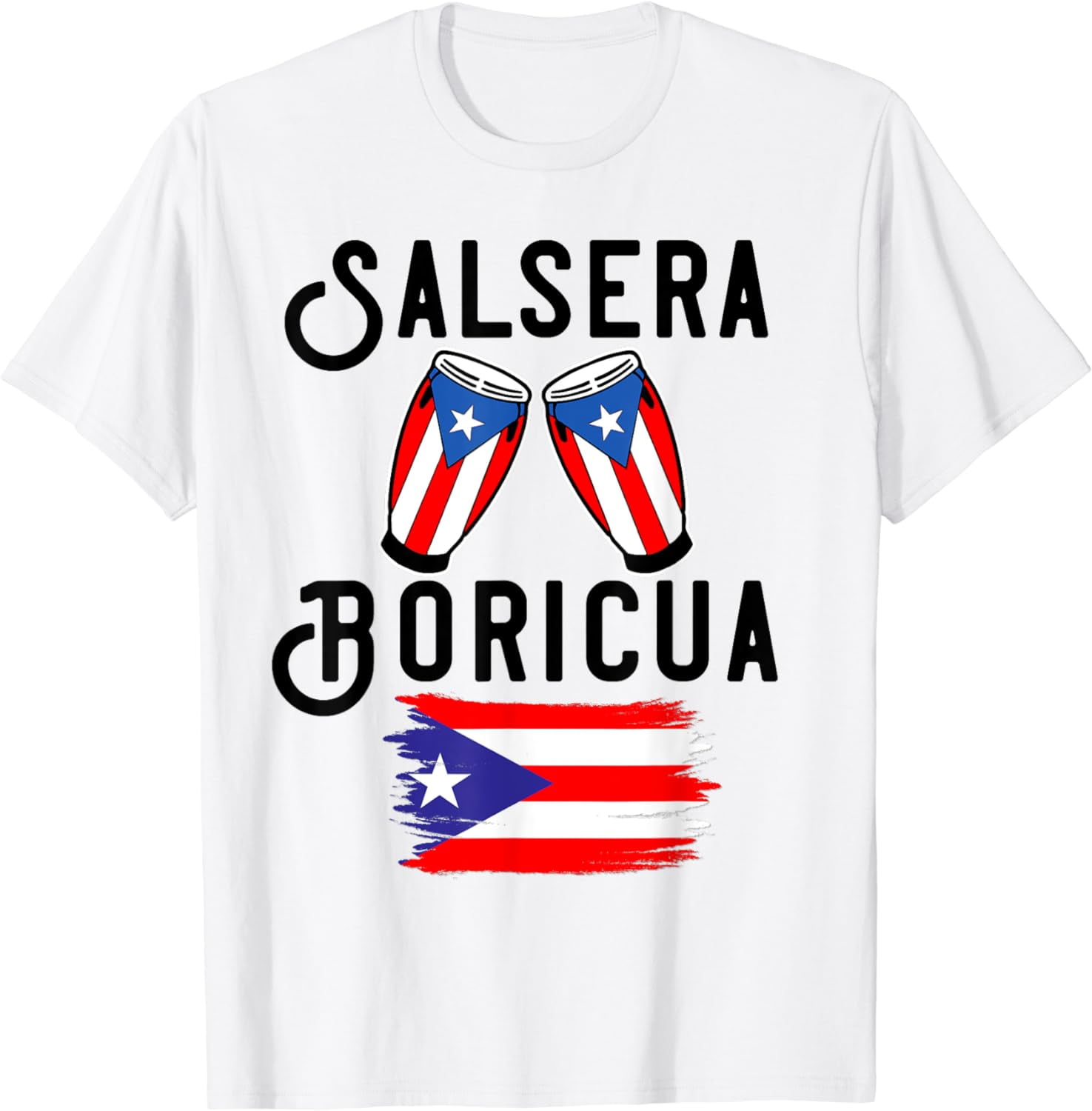 Salsa Puerto Rico Boricua Puerto Rican PR Music Salsero Flag Cotton T-Shirt - Walmart.com