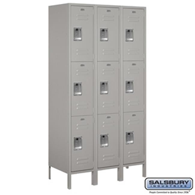 15" Wide Triple Tier Standard Metal Locker - 3 Wide - 6 Feet High - 18 ...