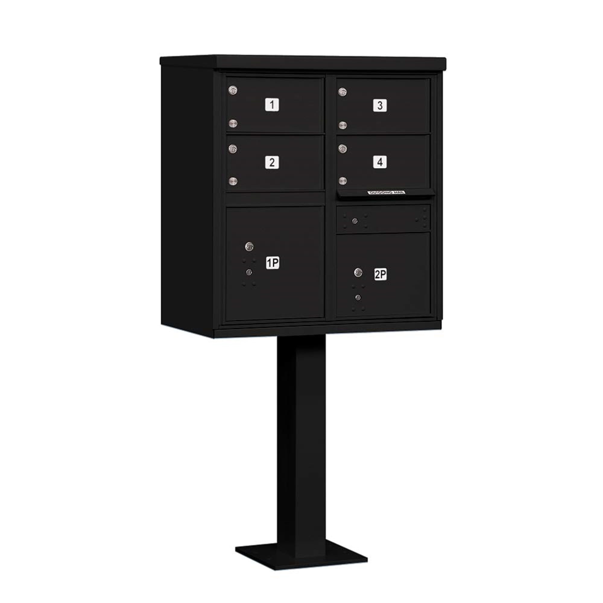 Cluster Box Unit with 4 Doors and 2 Parcel Lockers in Black with USPS ...