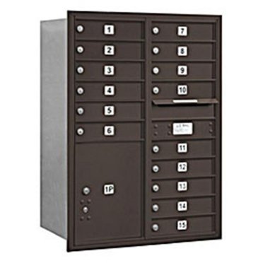 11 Door High Recessed Mounted 4C Horizontal Mailbox with 15 Doors and 1 ...