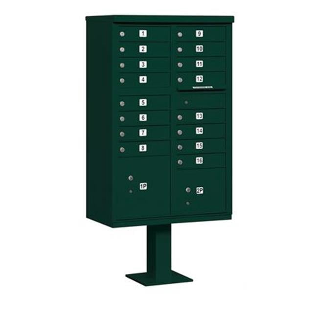 Cluster Box Unit with 16 Doors and 2 Parcel Lockers in Green with USPS ...