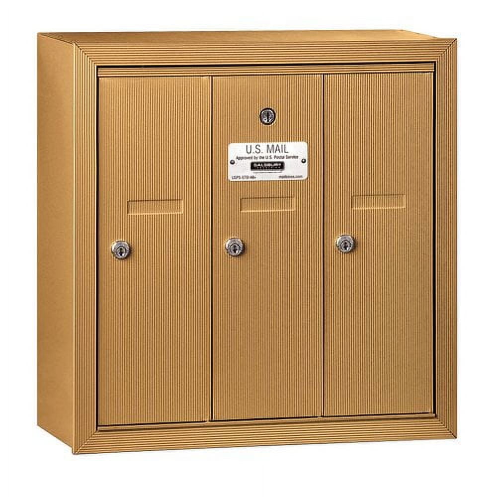 Salsbury Industries 3503BSU Vertical Mailbox - 3 Doors - Brass ...